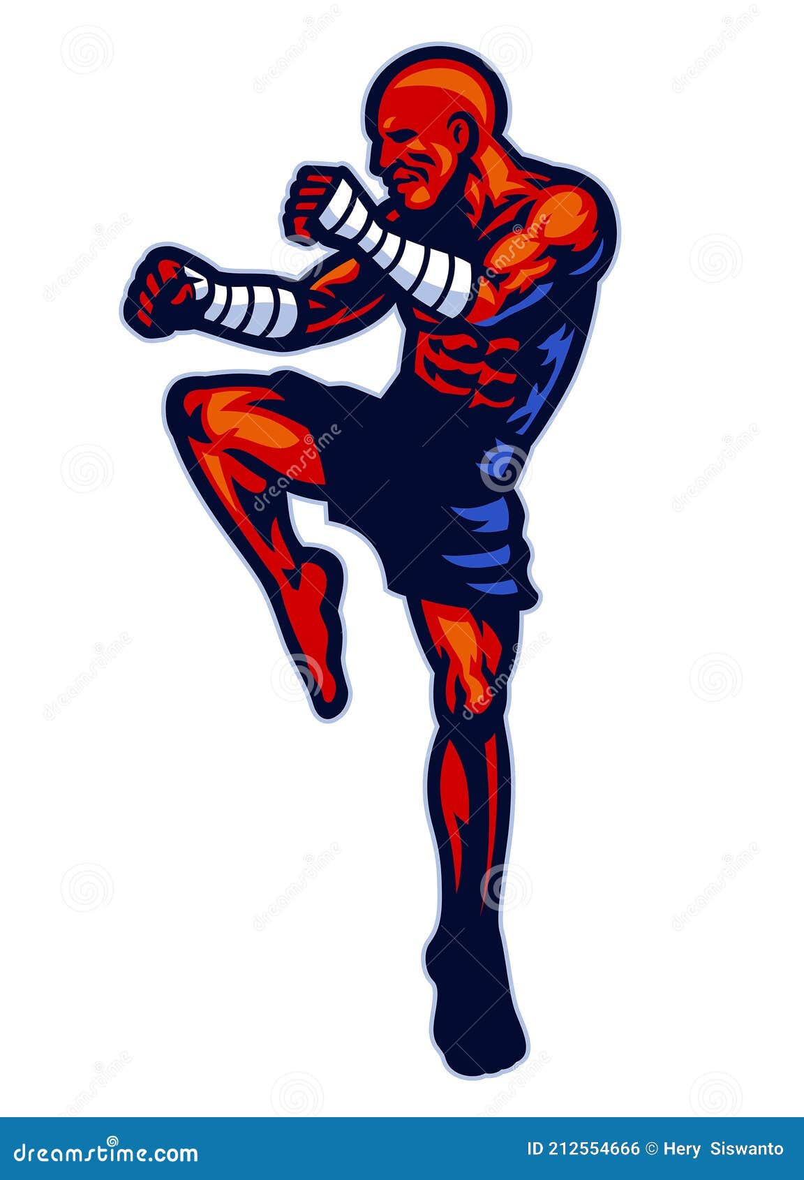 Muay Thai Silhouette, Thai Boxing, Kick Boxing Vector Illustration ...
