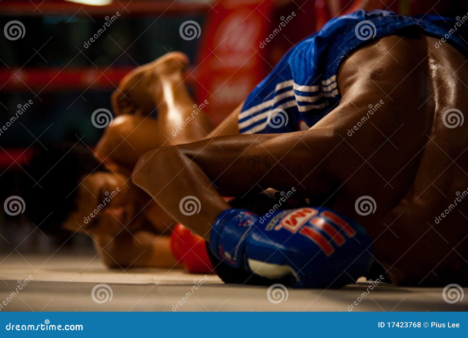 Muay Thai Fighters Fall Down Editorial Stock Photo - Image of lights ...