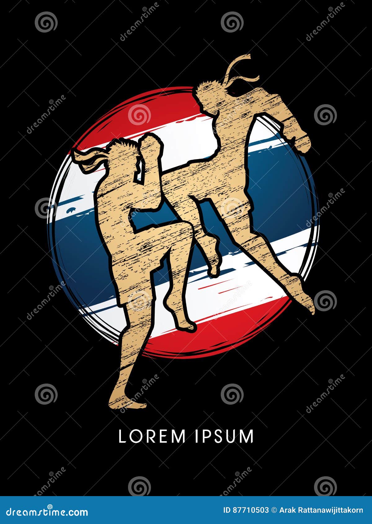 Muay Thai Fighting stock vector. Illustration of arts - 87710503