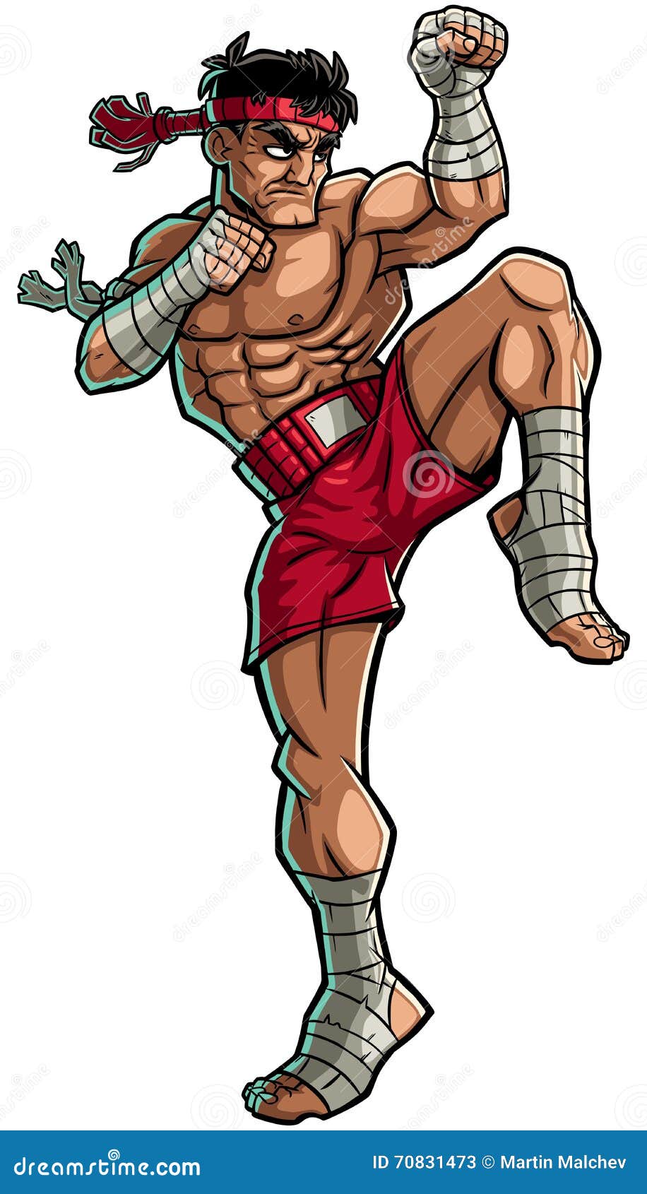 Muay Thai Boxer Cartoon Vector | CartoonDealer.com #184606583