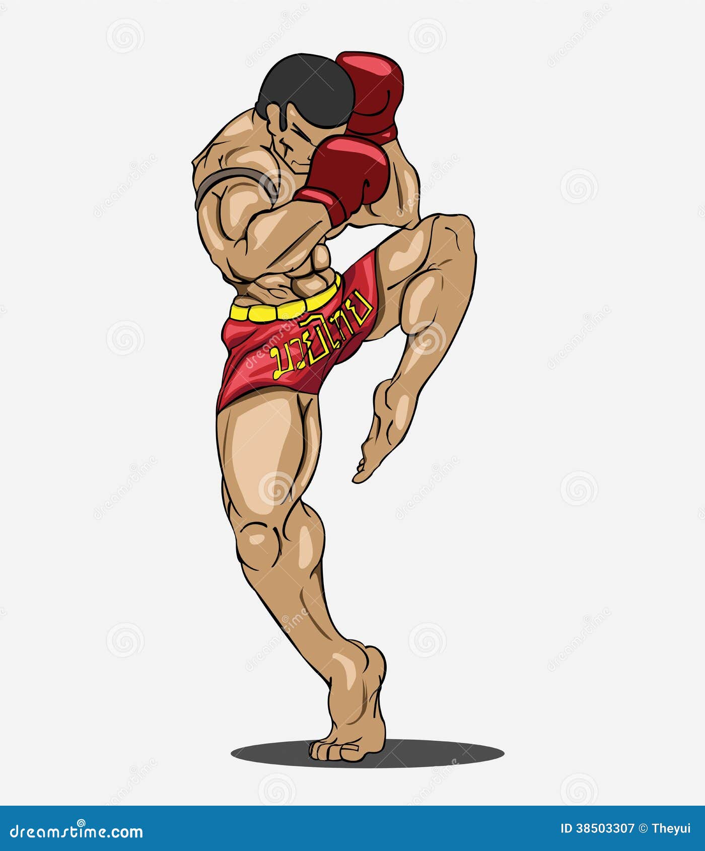 Vector Set Of Muay Thai Icons. Fighter, Music, Gong, Makiwara, Champion ...