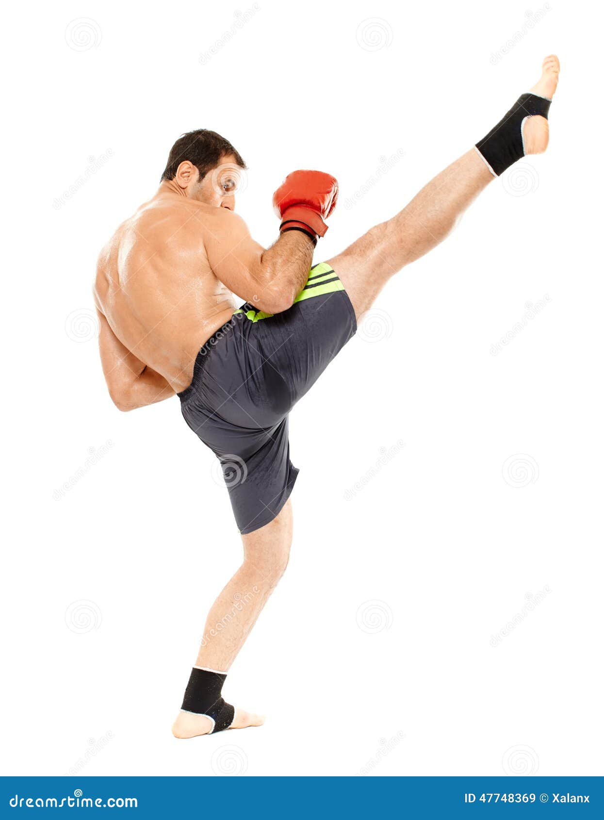 Muay Thai Trainer Executing A Kick Stock Image - Image of muay, boxer ...