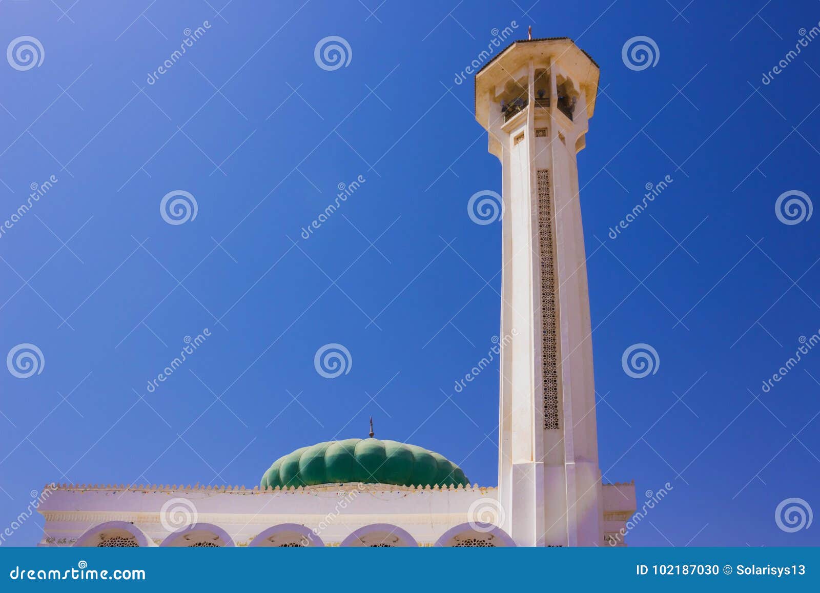 Mubarak Mosque, Islamic. Egypt Stock Photo - Image of mubarak, minaret ...