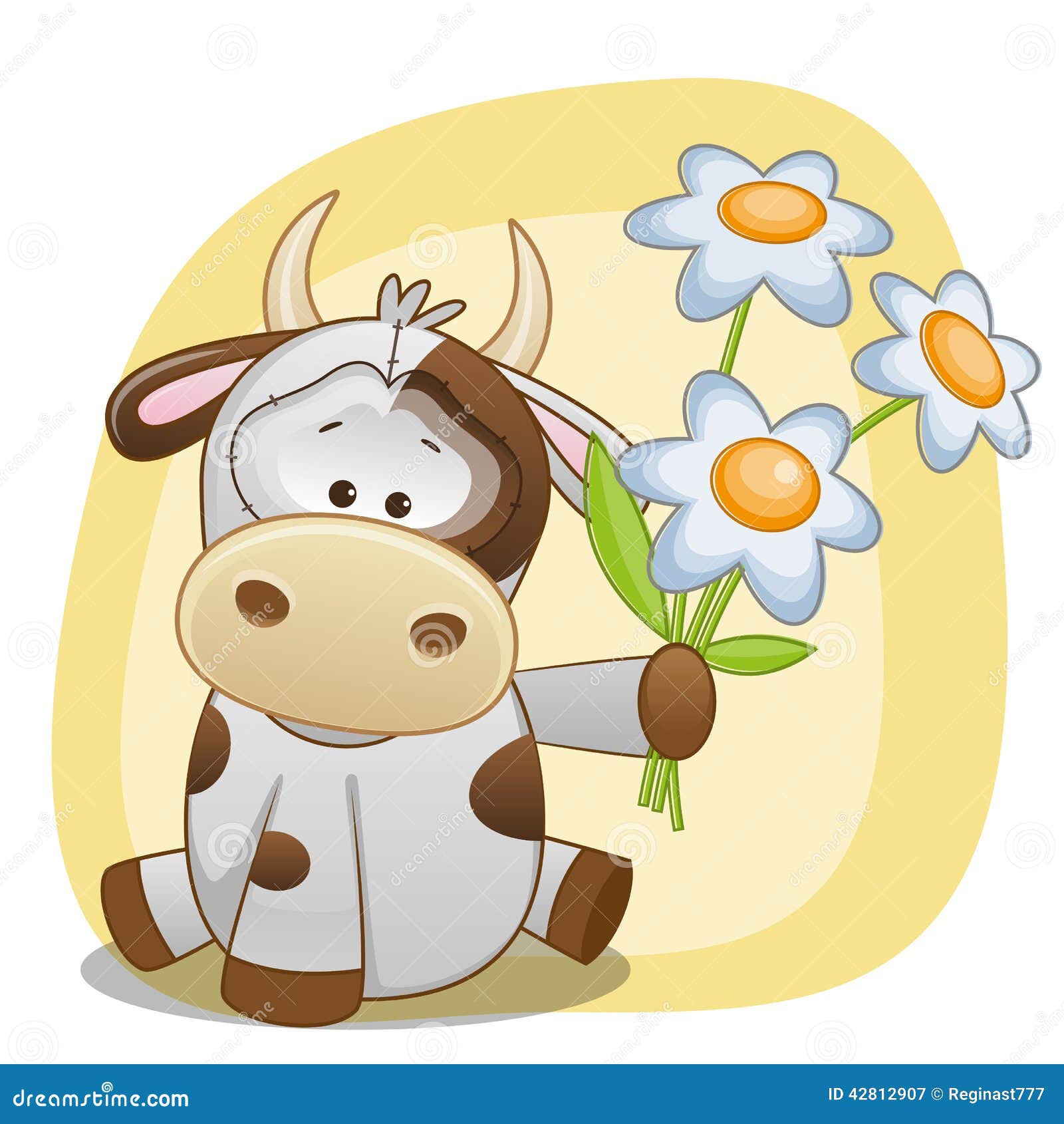 Mucca con i fiori illustrazione vettoriale. Illustrazione di disegno ...