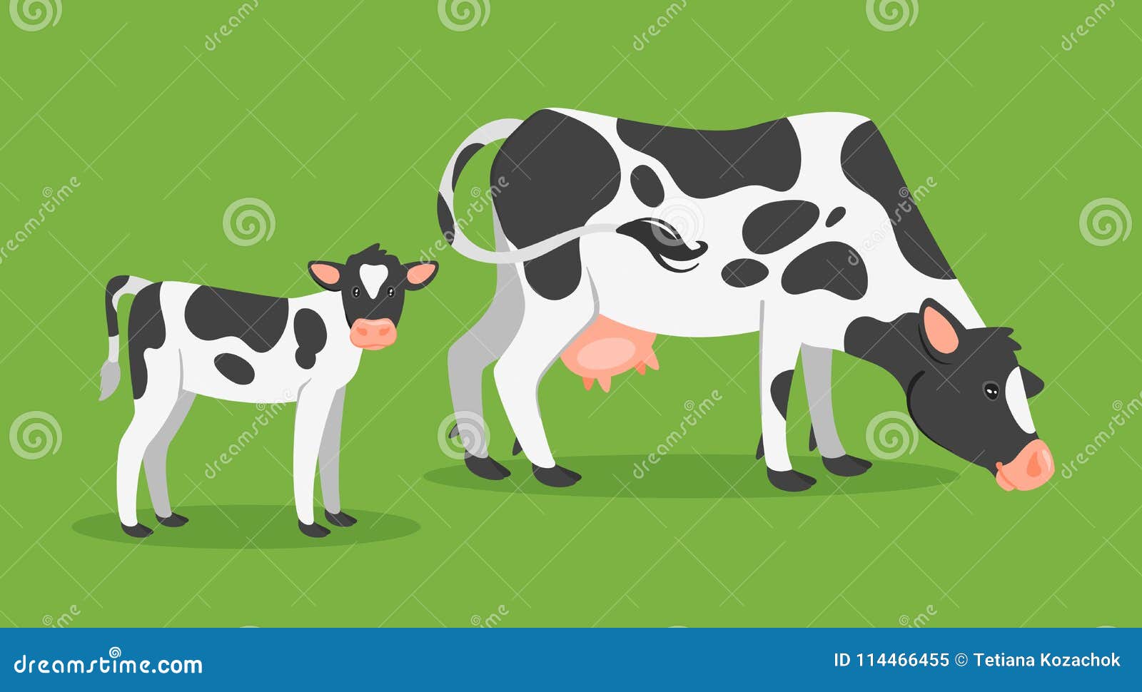 Mucca con il vitello illustrazione vettoriale. Illustrazione di ...