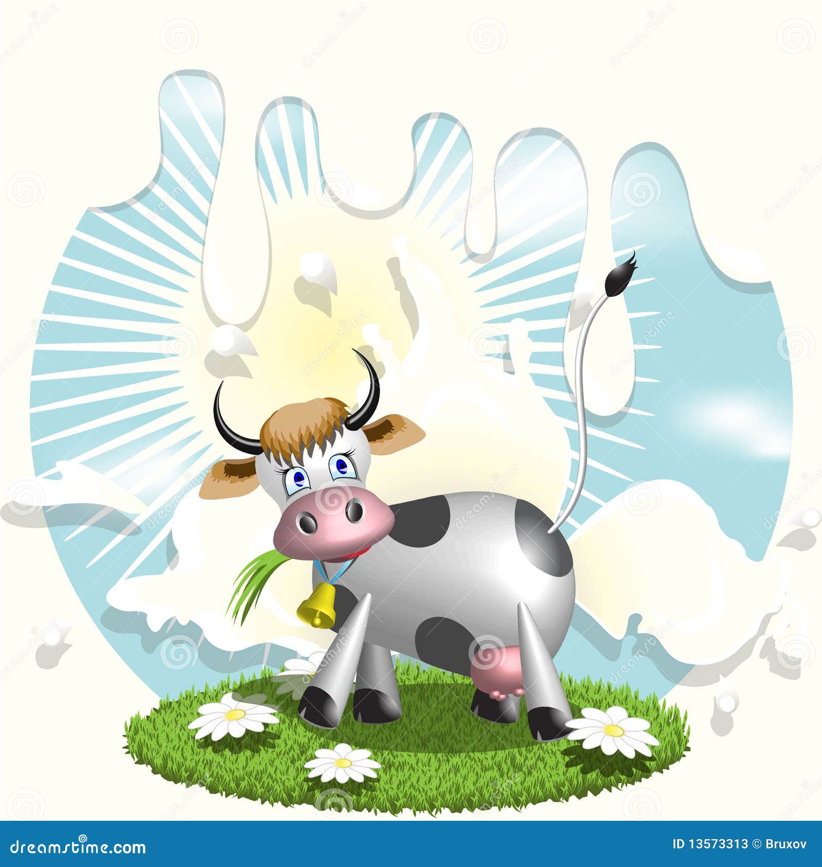 Mucca e latte illustrazione vettoriale. Illustrazione di erba - 13573313