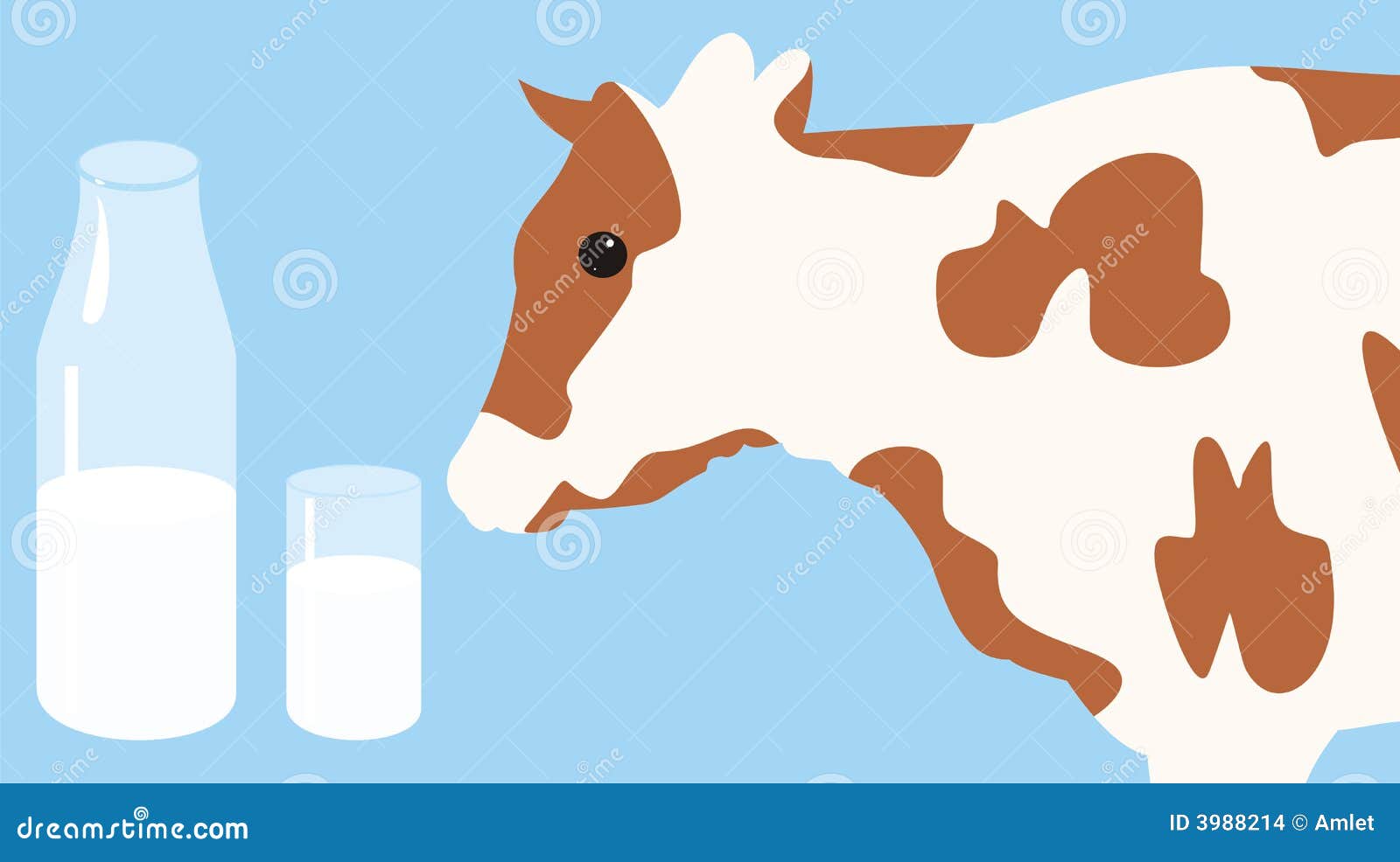 Mucca e latte illustrazione vettoriale. Illustrazione di colazione ...