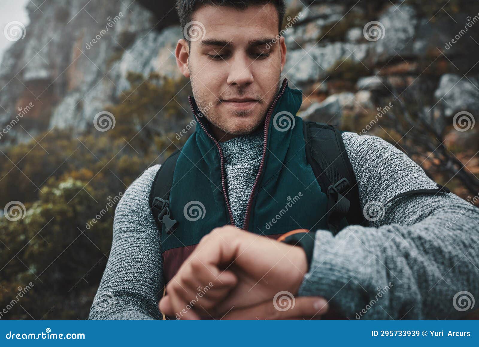So Much World, so Little Time. a Young Man Checking the Time while Out ...