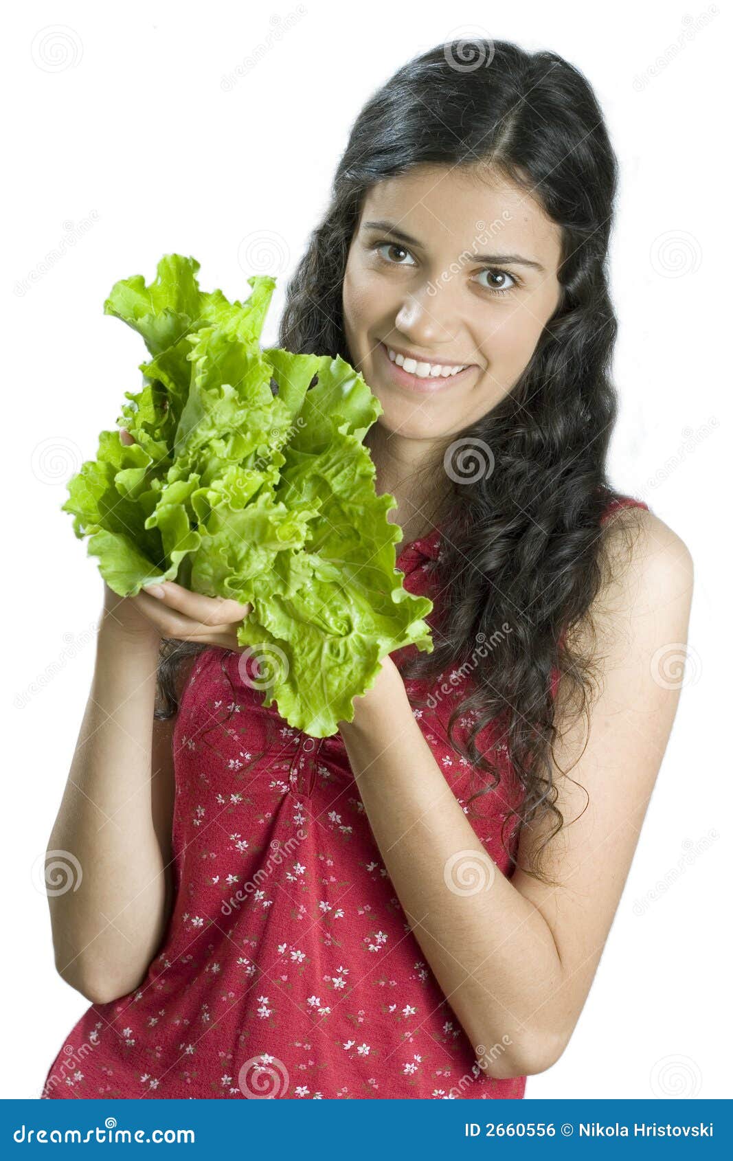 Muchacha con lechuga foto de archivo. Imagen de hembra - 2660556