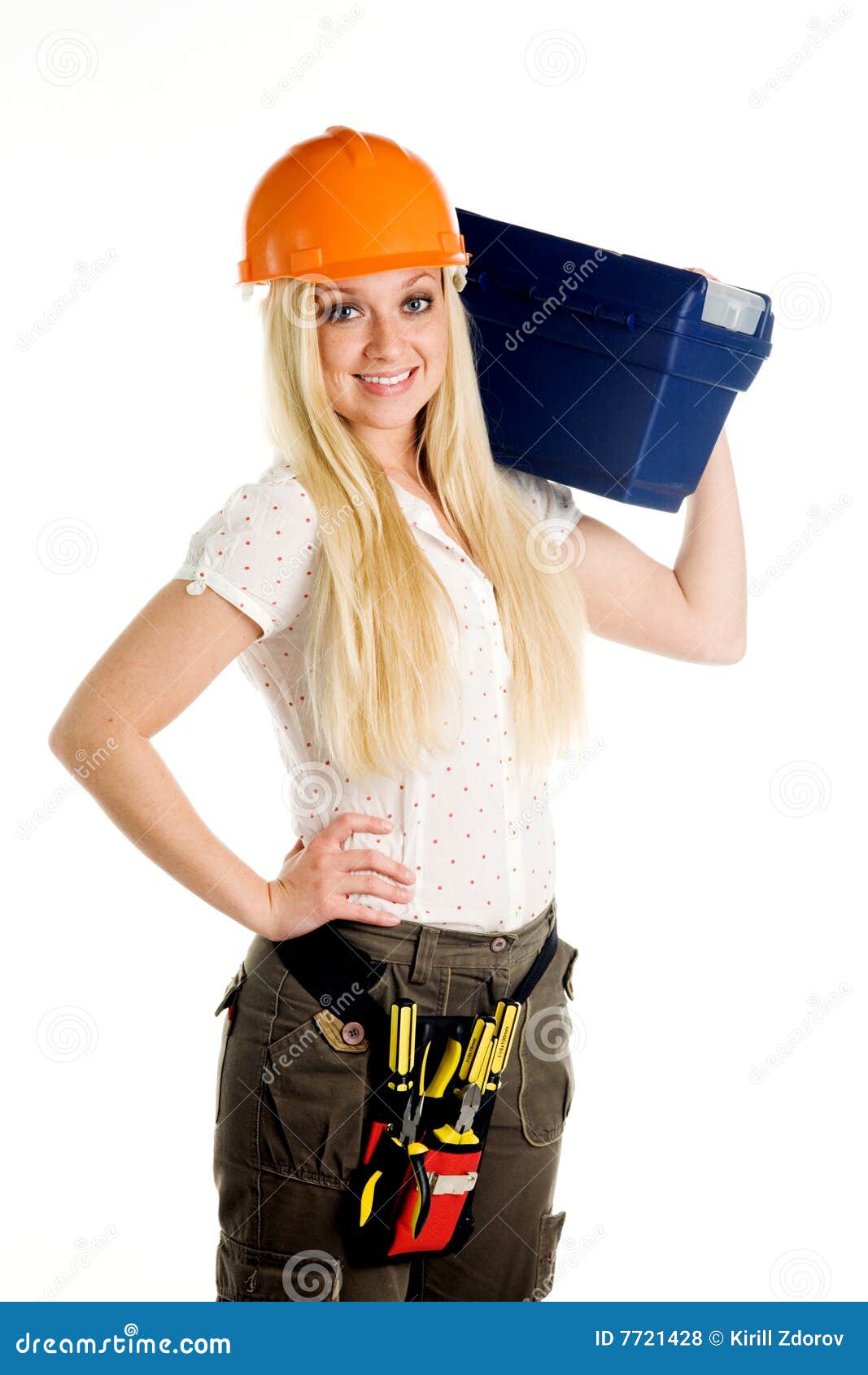 Muchacha el constructor foto de archivo. Imagen de bolsillos - 7721428