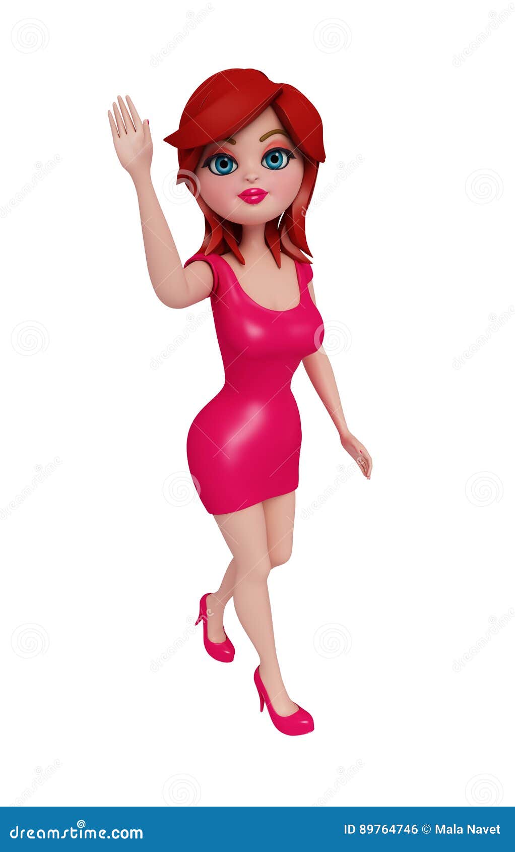 Muchacha Elegante 3d Con Hola Actitud Stock de ilustración ...