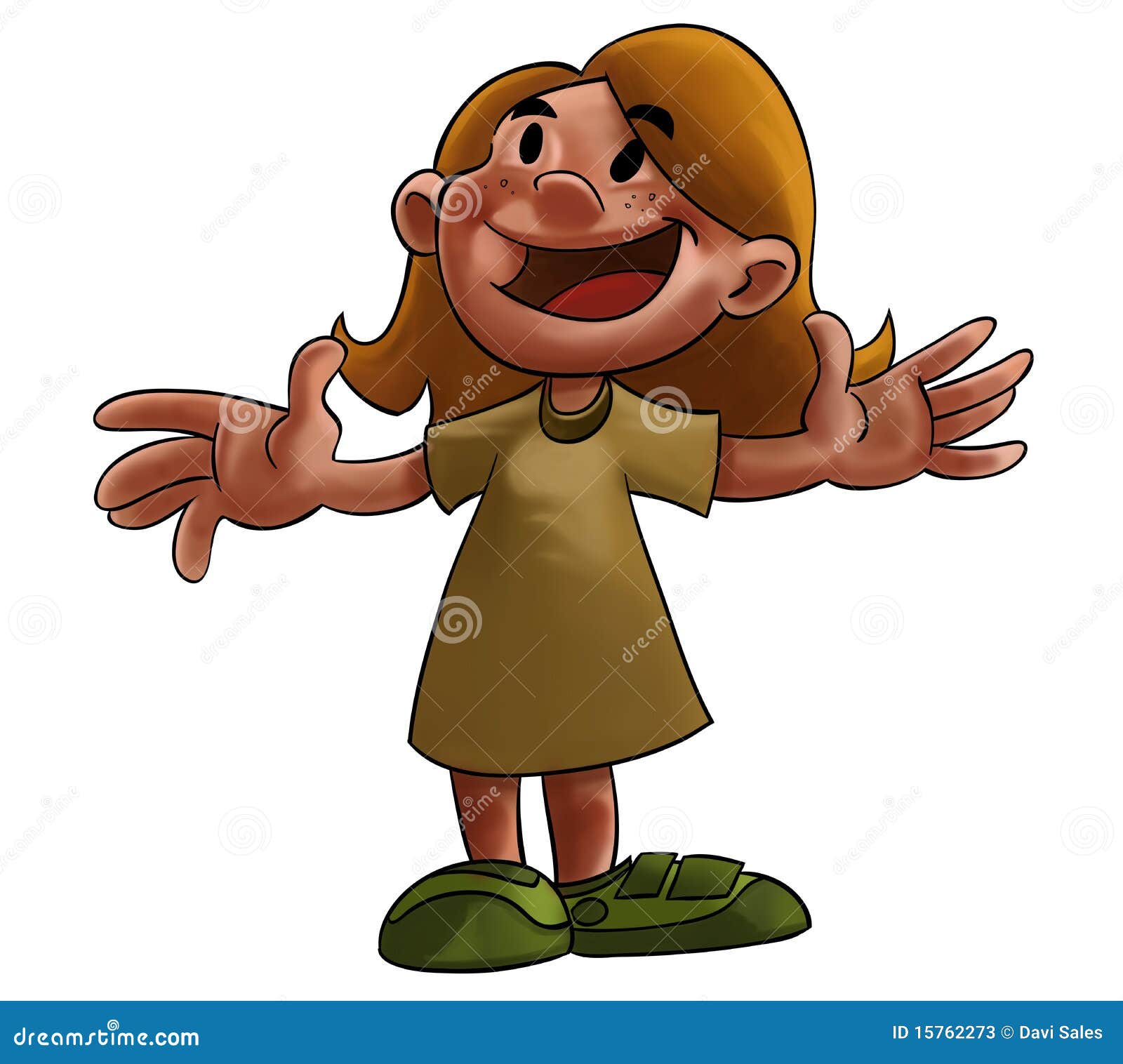 Muchacha Feliz De La Historieta Stock de ilustración - Ilustración de ...