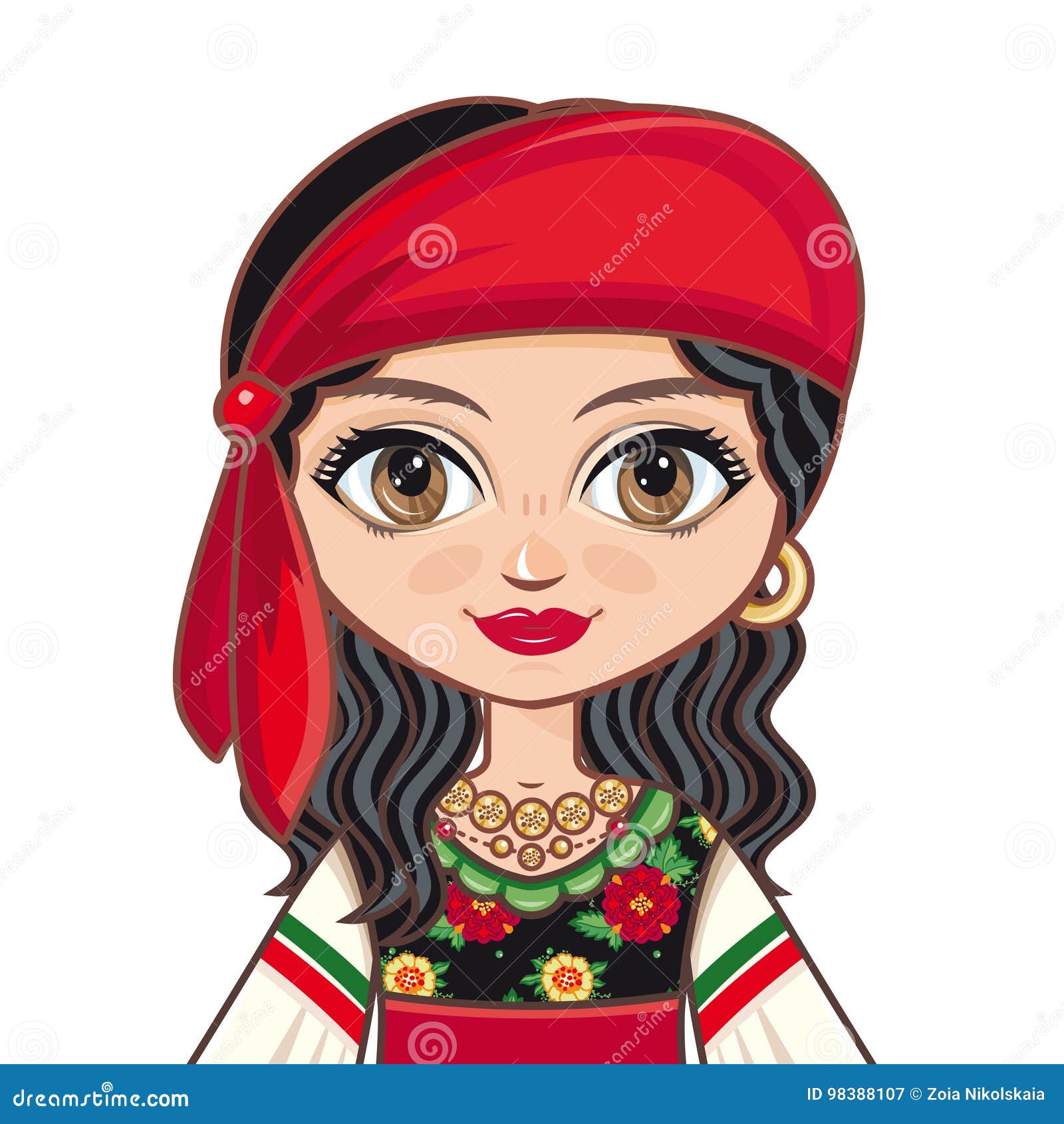 Muchacha Gitana Ropa Histórica Ilustración del Vector - Ilustración de ...