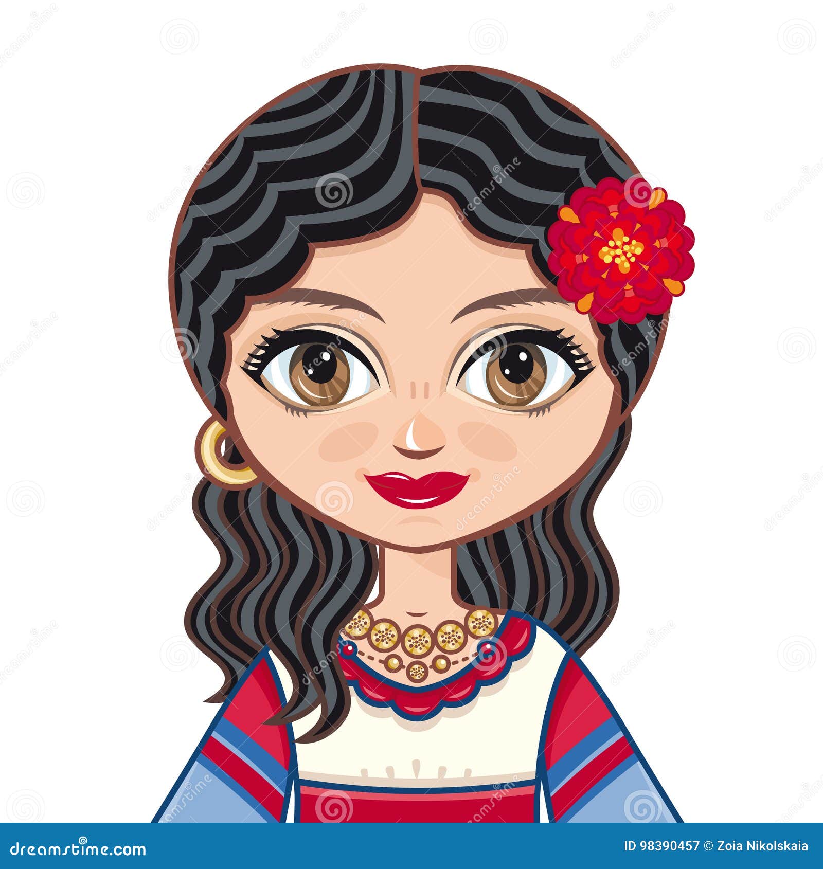 Muchacha Gitana Ropa Histórica Ilustración del Vector - Ilustración de ...