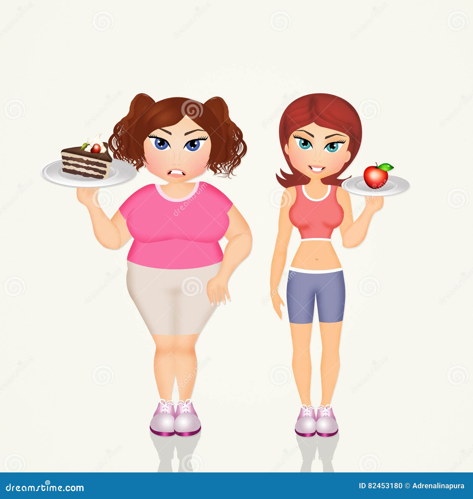 Muchacha Gorda Y Muchacha Flaca Stock de ilustración - Ilustración de ...