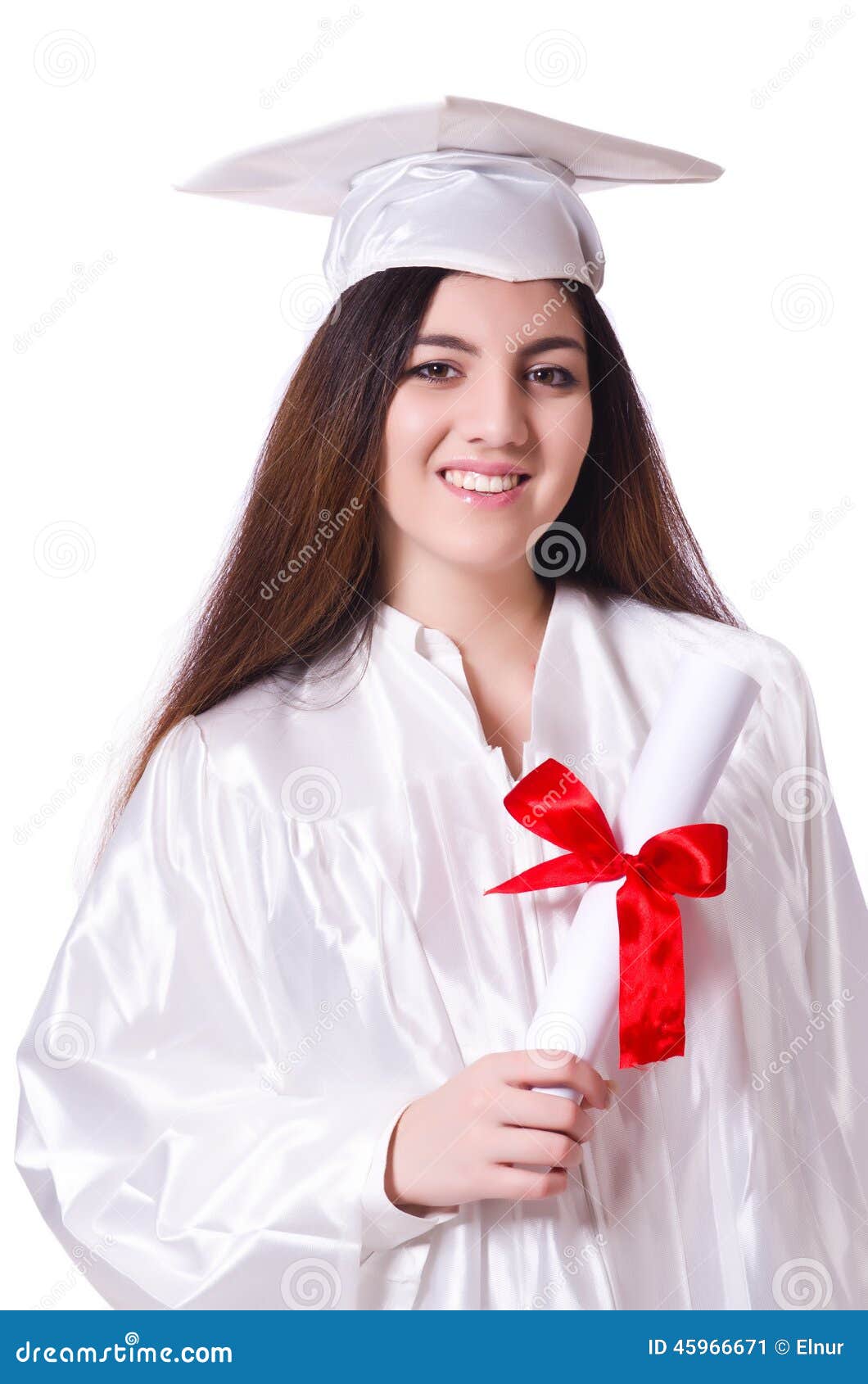 Muchacha Graduada Con El Diploma Aislado Imagen de archivo - Imagen de ...
