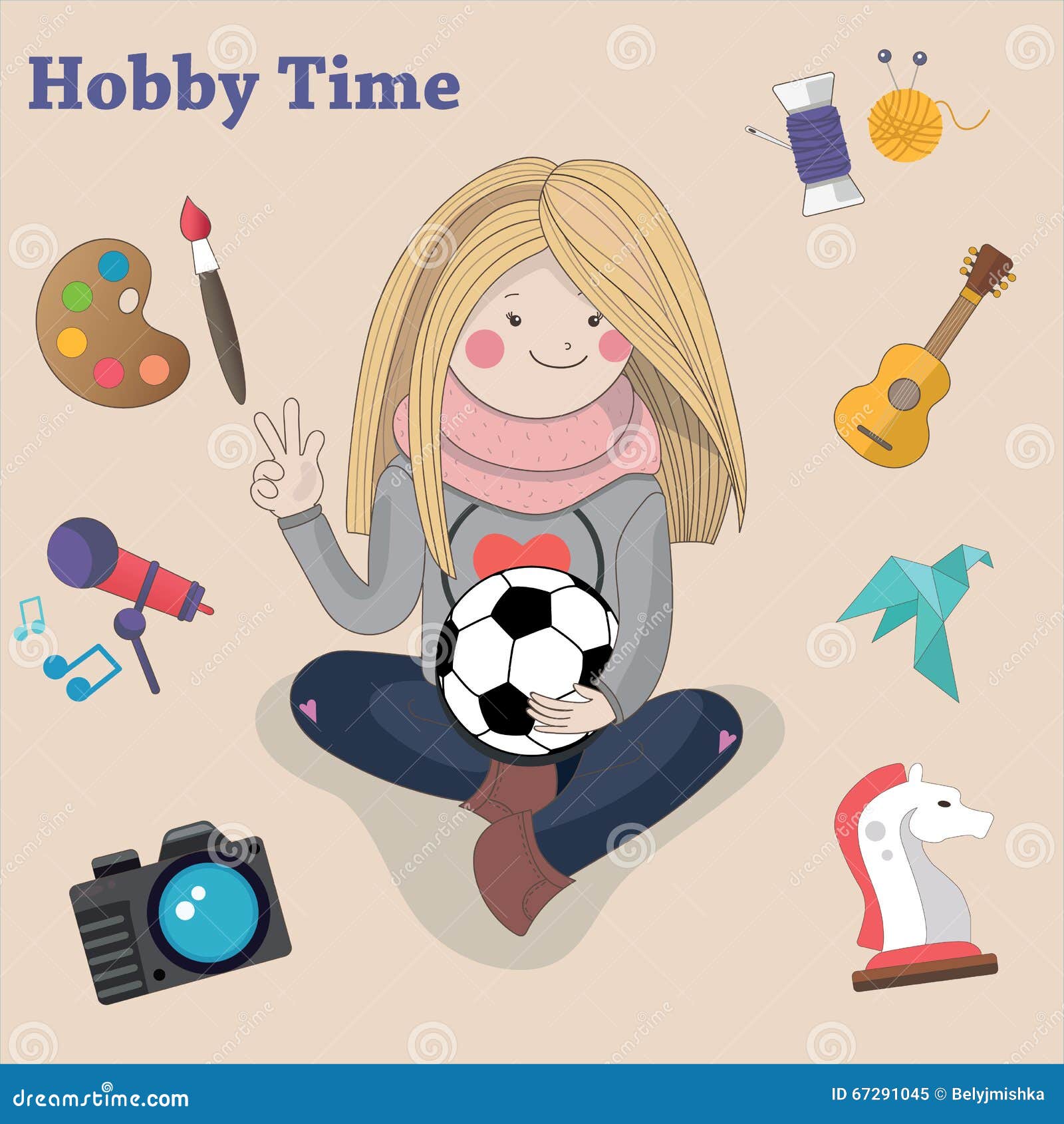 Muchacha Hermosa Con Diversos Intereses Ilustración del Vector ...