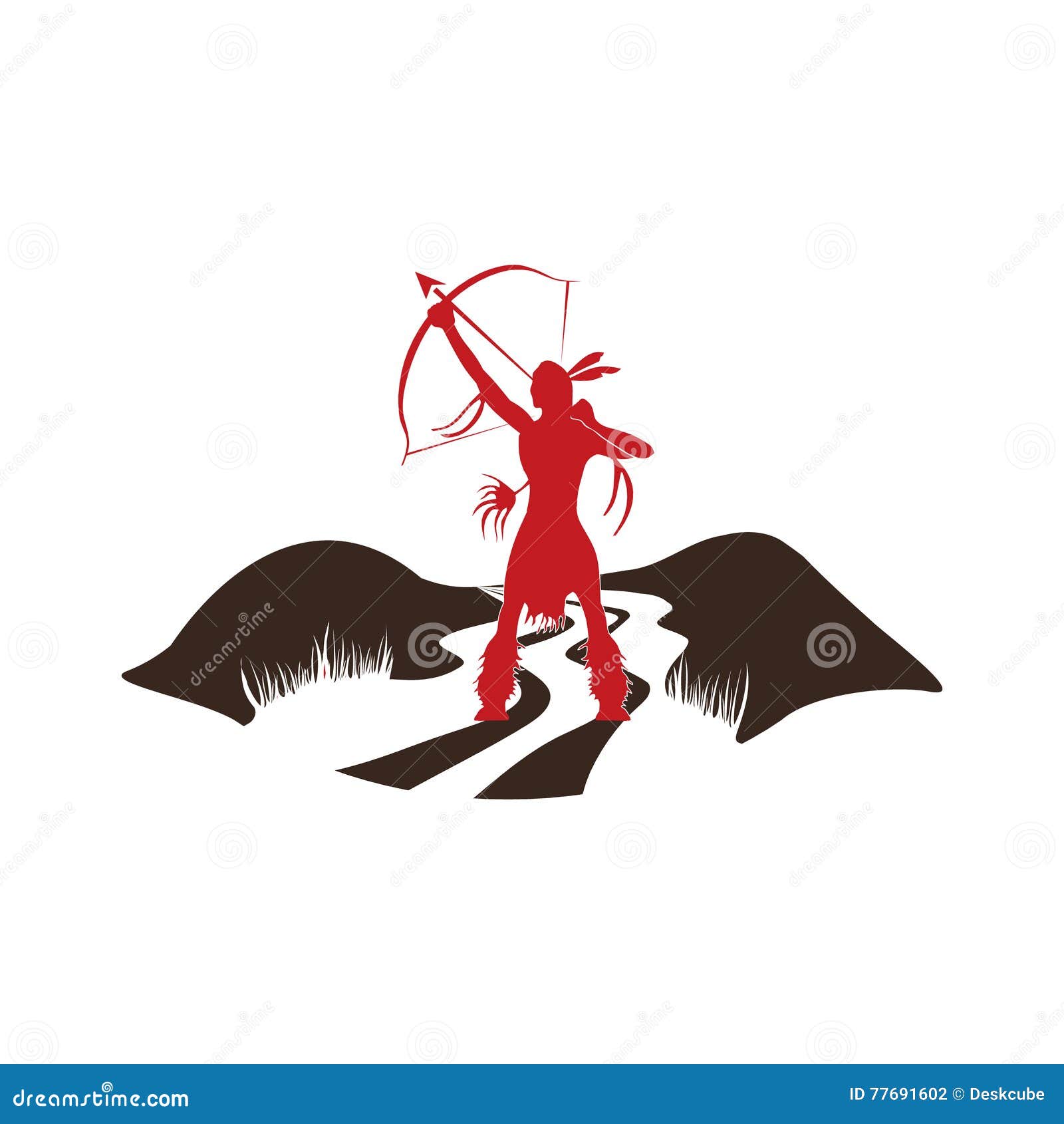 Muchacha India Hunter Illustration Ilustración del Vector - Ilustración ...