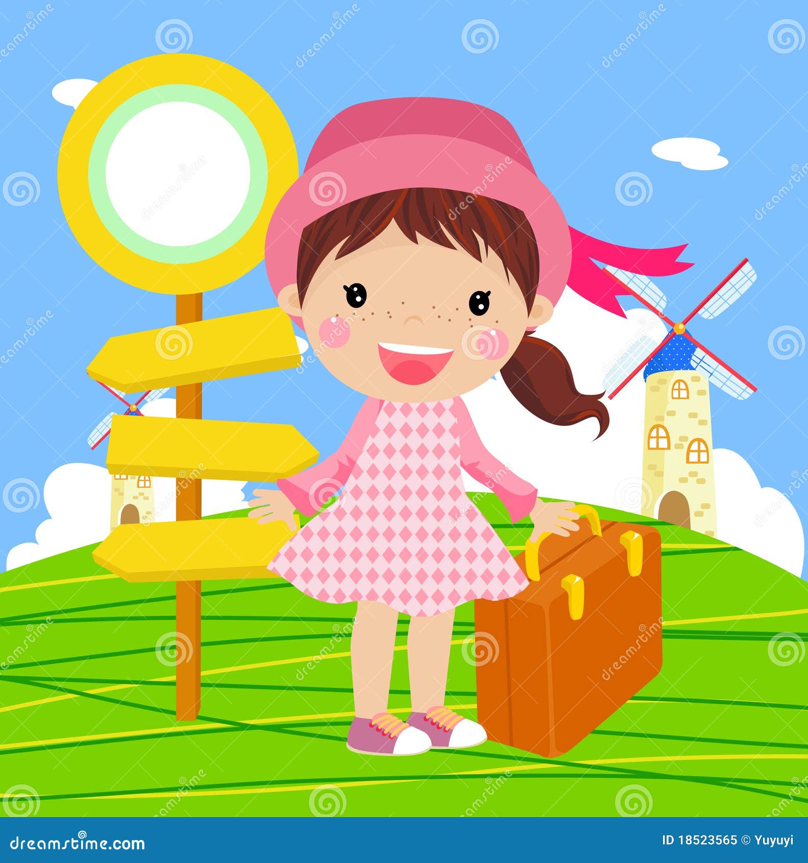 Muchacha linda a viajar ilustración del vector. Ilustración de salude ...