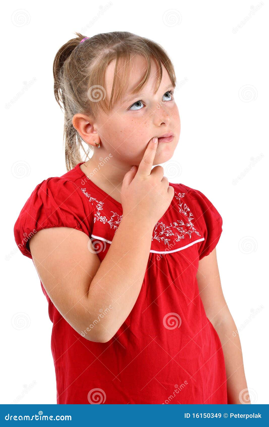 Muchacha Que Piensa En Algo Aislado En Blanco Imagen de archivo ...