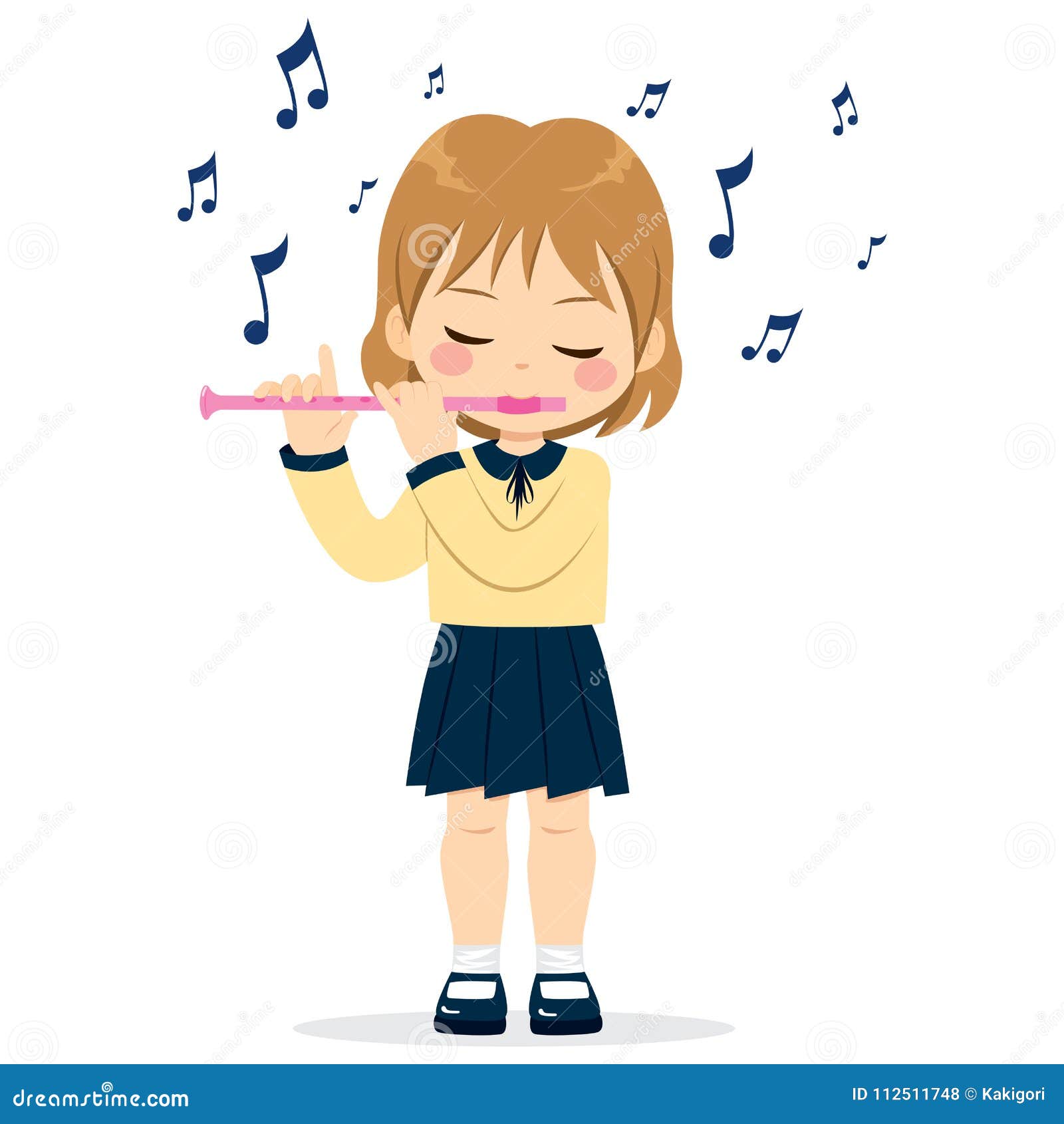 Muchacha Que Toca La Flauta Ilustración del Vector - Ilustración de ...