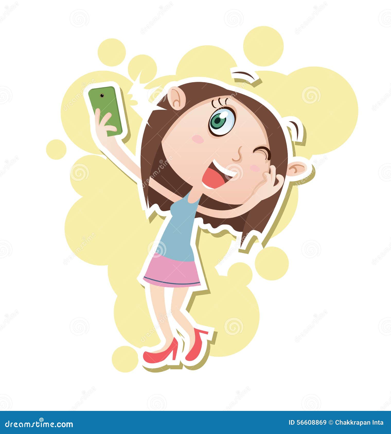 Muchacha Que Toma El Selfie Ilustración Del Vector Ilustración De