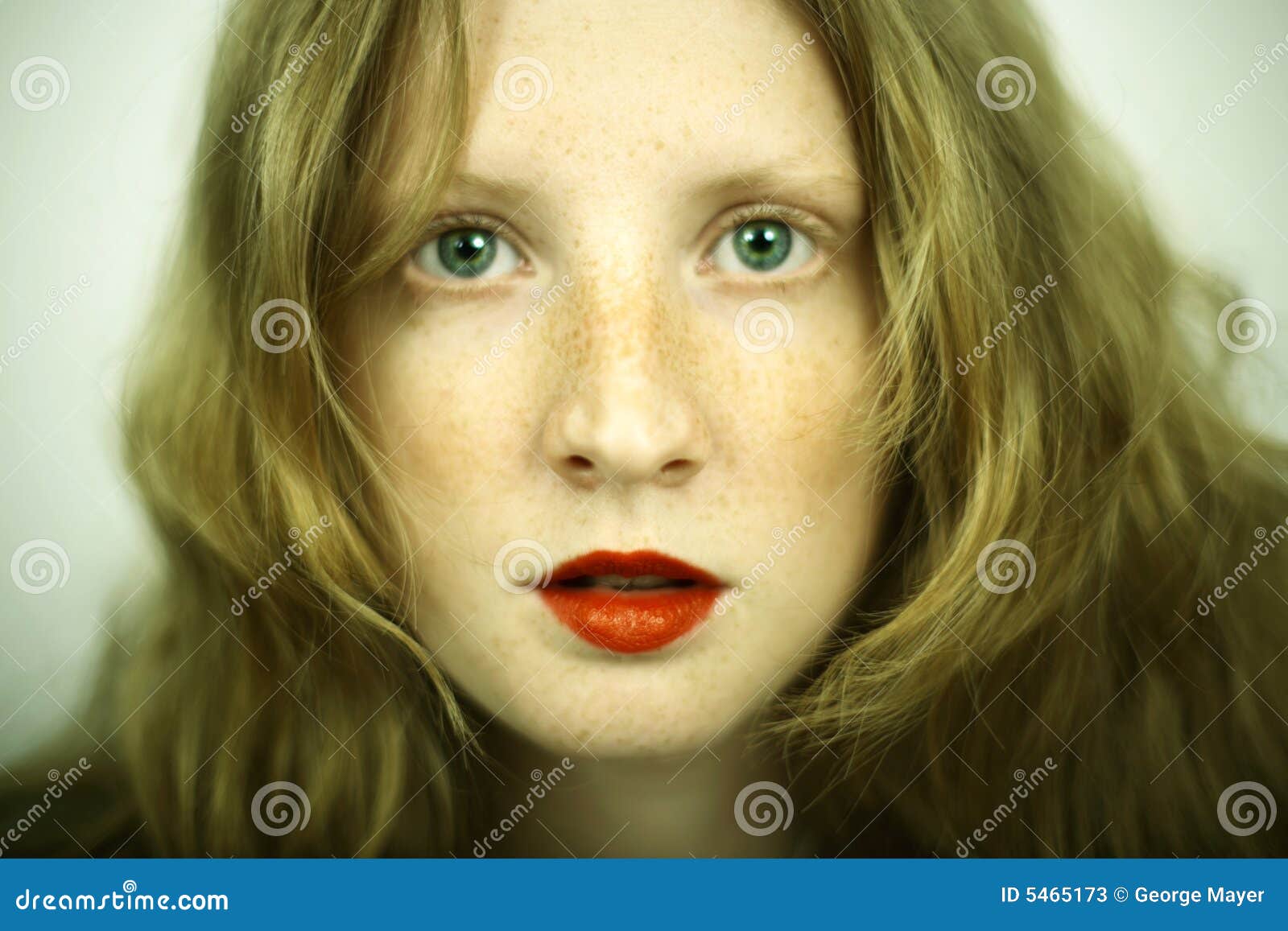 Muchacha Roja Encantadora Con Las Pecas Imagen De Archivo Imagen De