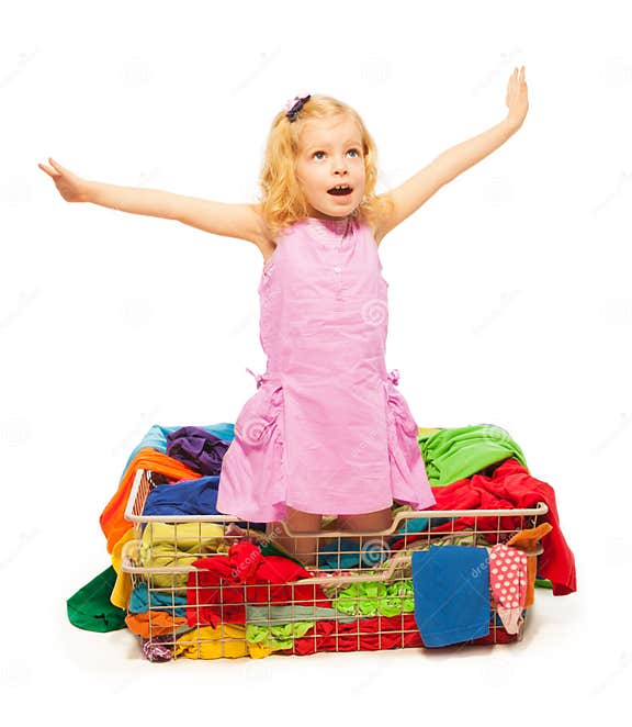 Muchacha Rubia Feliz Con Mucha Ropa Imagen De Archivo Imagen De Lifestyle Retrato 28403617