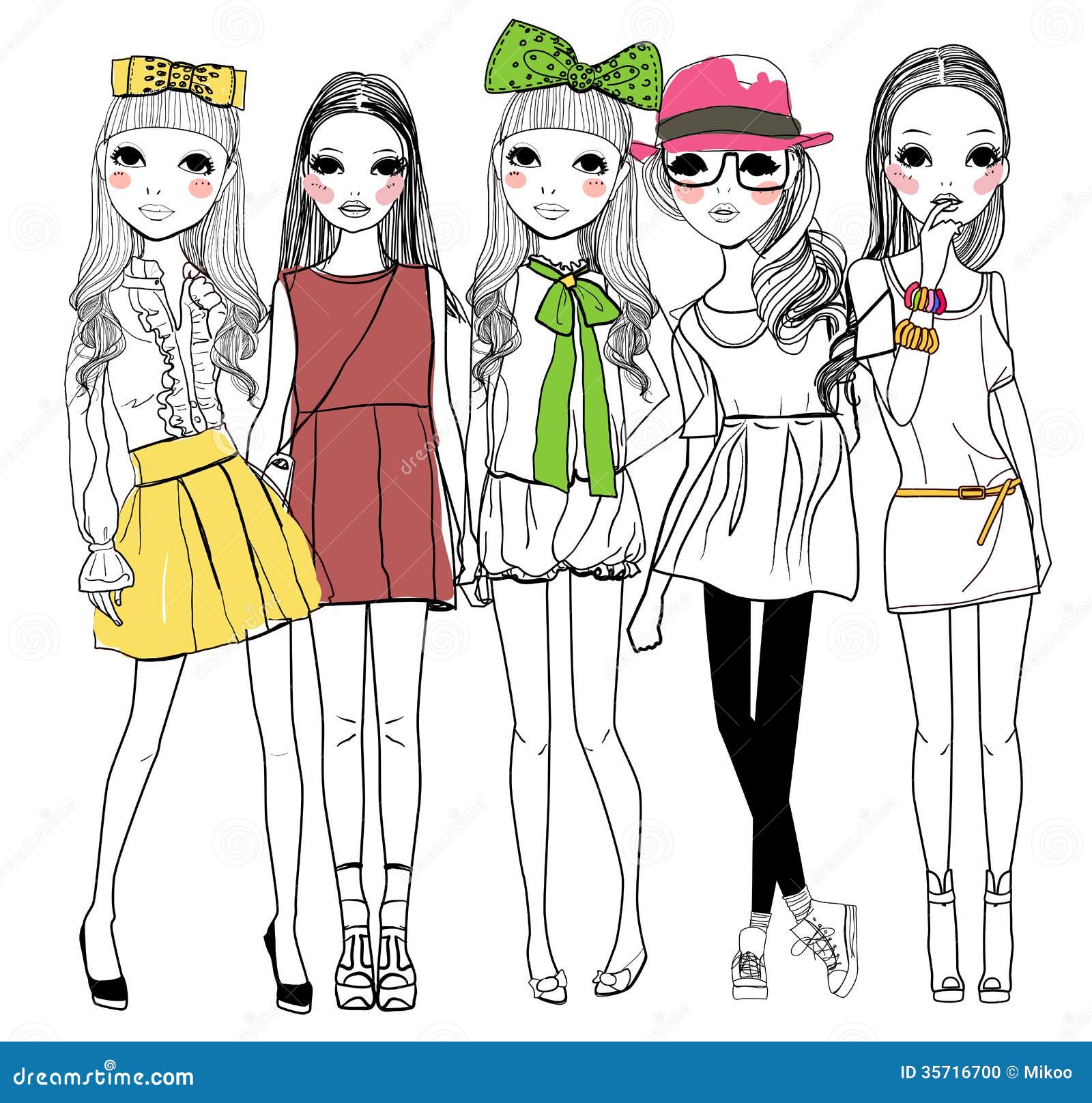 Muchachas de la moda ilustración del vector. Ilustración de mirando ...