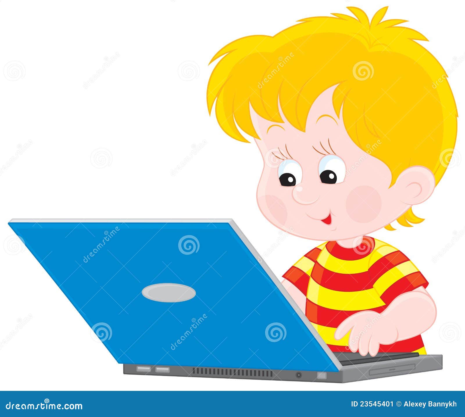 Muchacho Con Una Computadora Portátil Ilustración del Vector ...