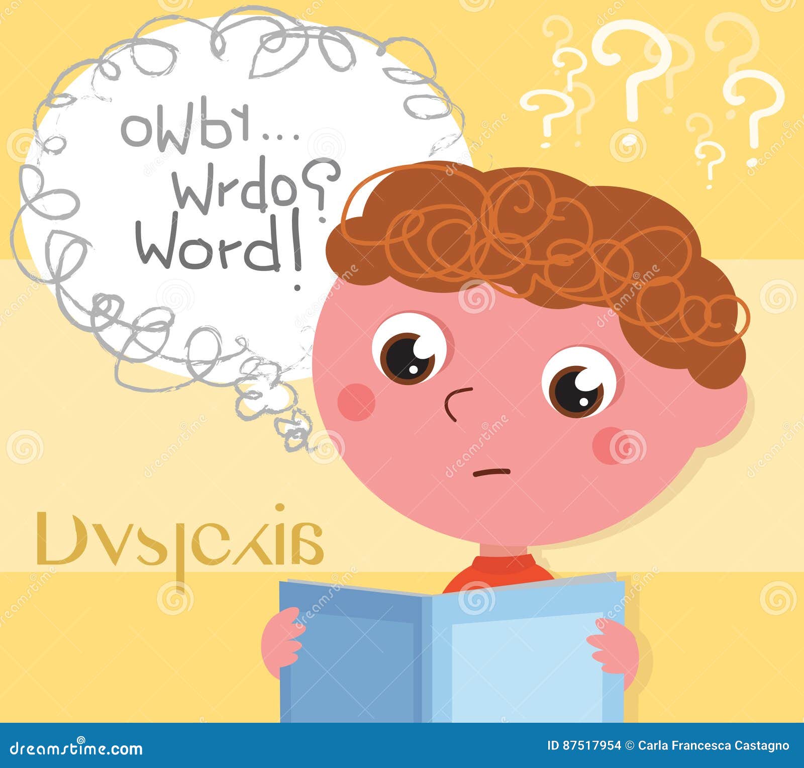 Muchacho Del Disléxico Con El Libro Ilustración del Vector ...