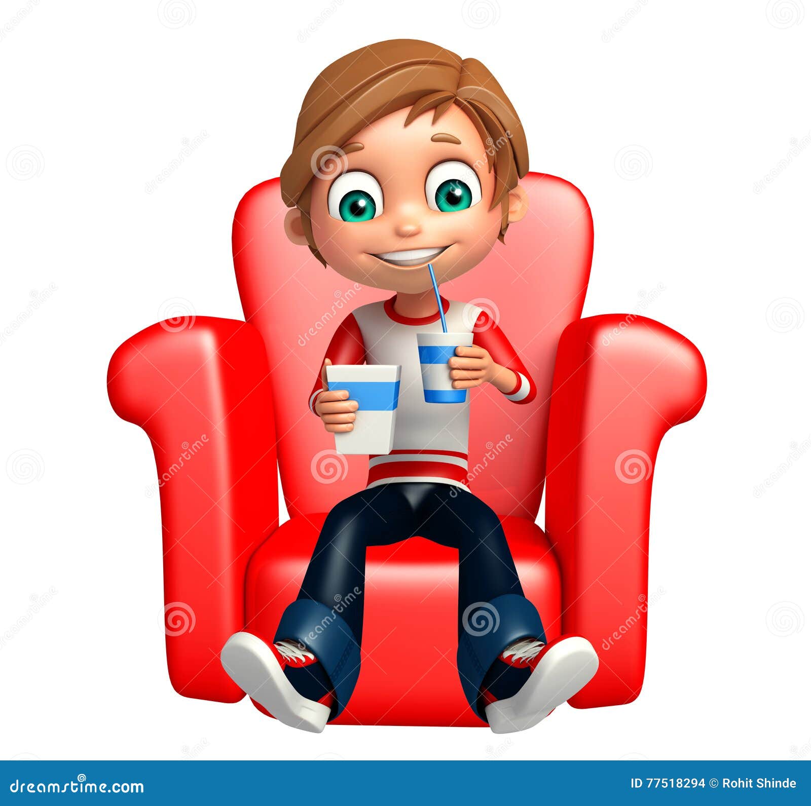 Muchacho Del Niño Con Sentarse En Silla Stock de ilustración ...