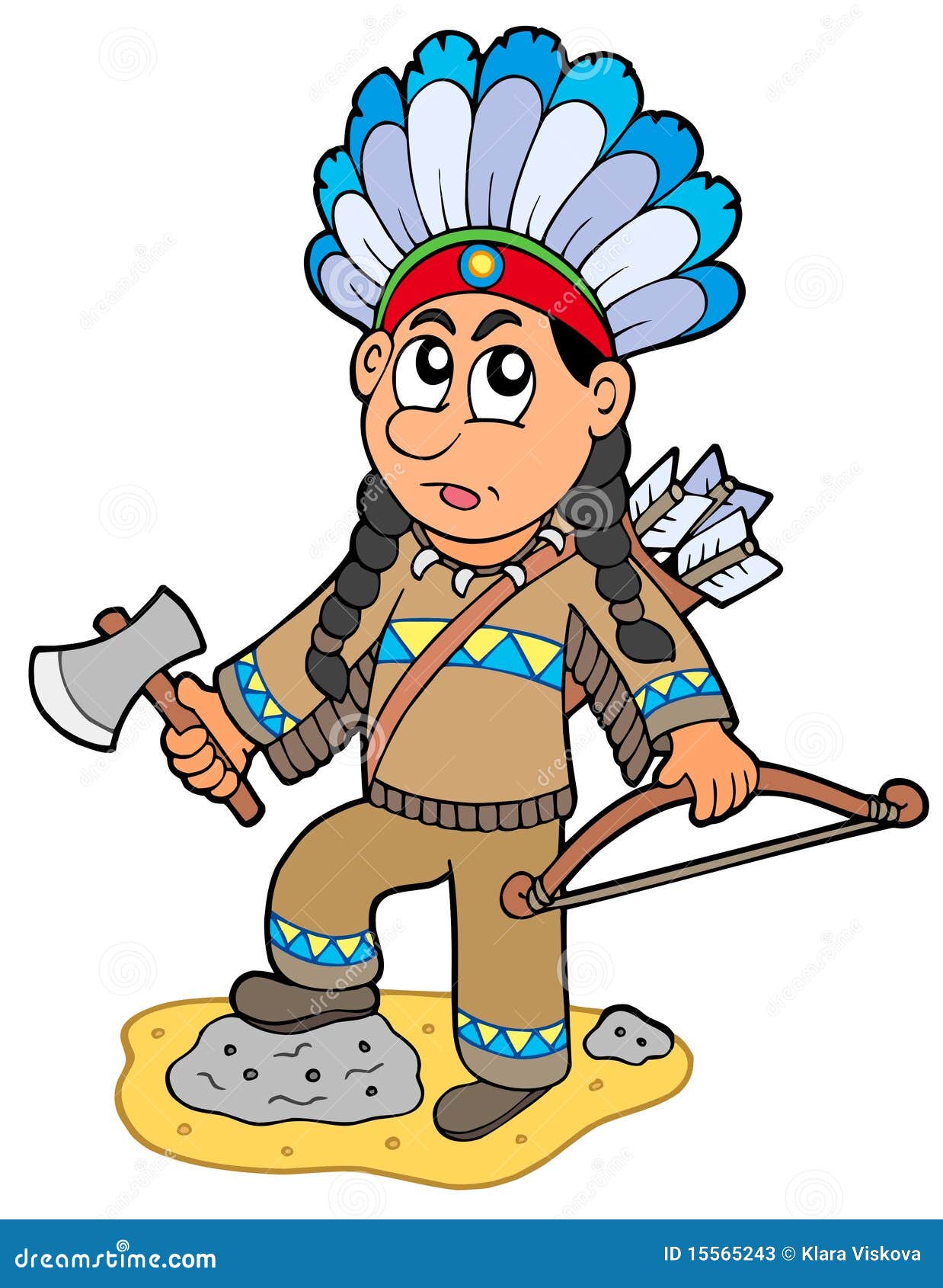 Muchacho Indio Con El Hacha Y El Arqueamiento Ilustración del Vector ...