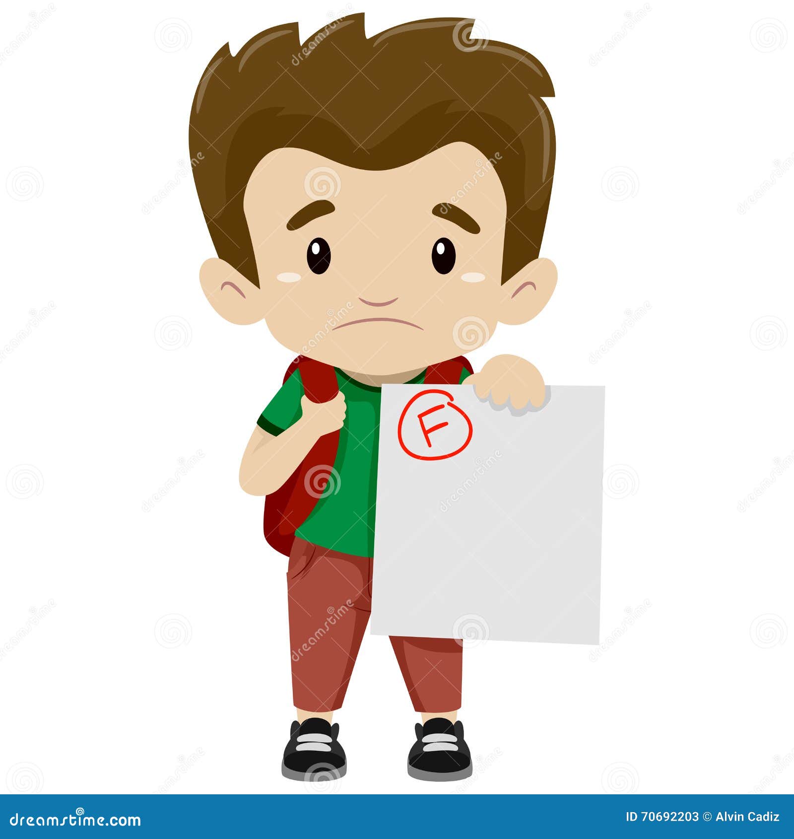 Muchacho Que Muestra Su Examen Reprobado Ilustración del Vector ...