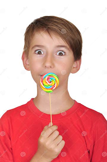 Muchacho Sorprendido Con El Caramelo Foto de archivo - Imagen de imagen ...