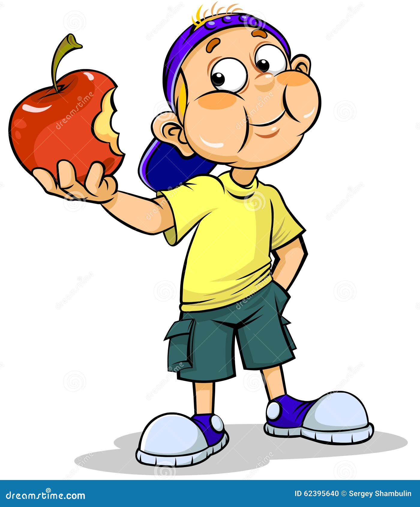 Muchacho y manzana ilustración del vector. Ilustración de sonriente ...