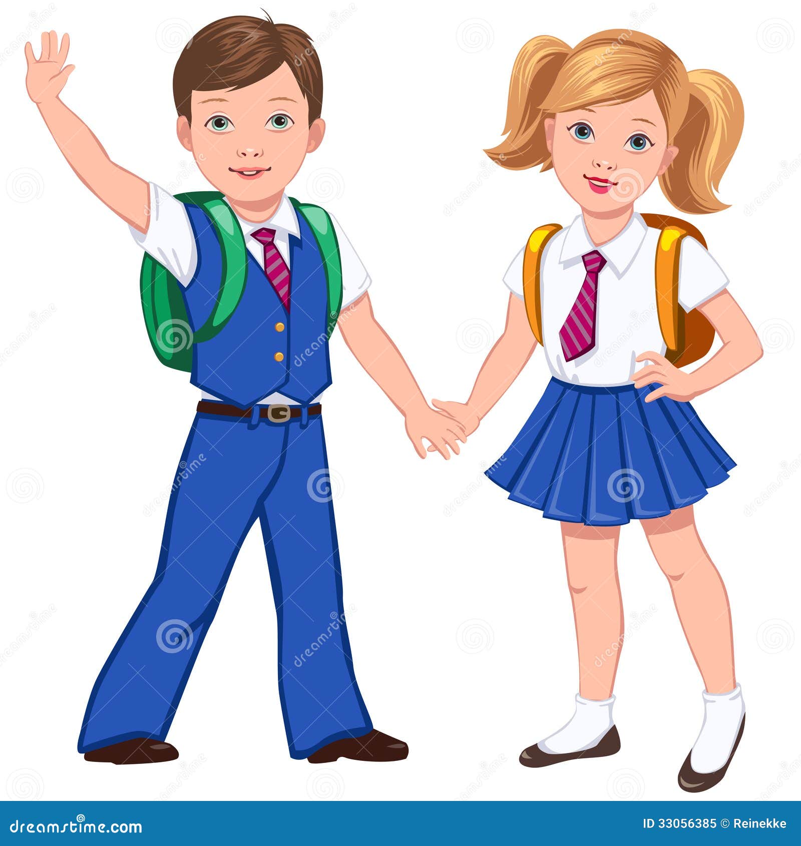 Muchacho y muchacha ilustración del vector. Ilustración de azul - 33056385