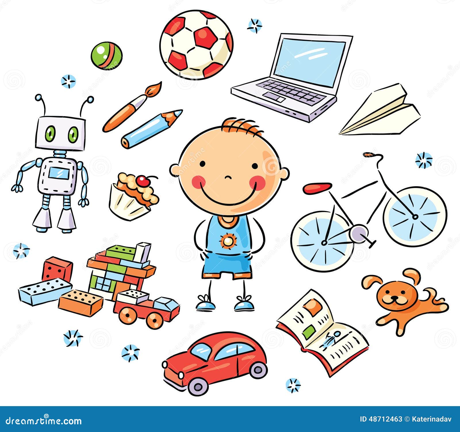 Muchacho y sus intereses ilustración del vector. Ilustración de libro ...