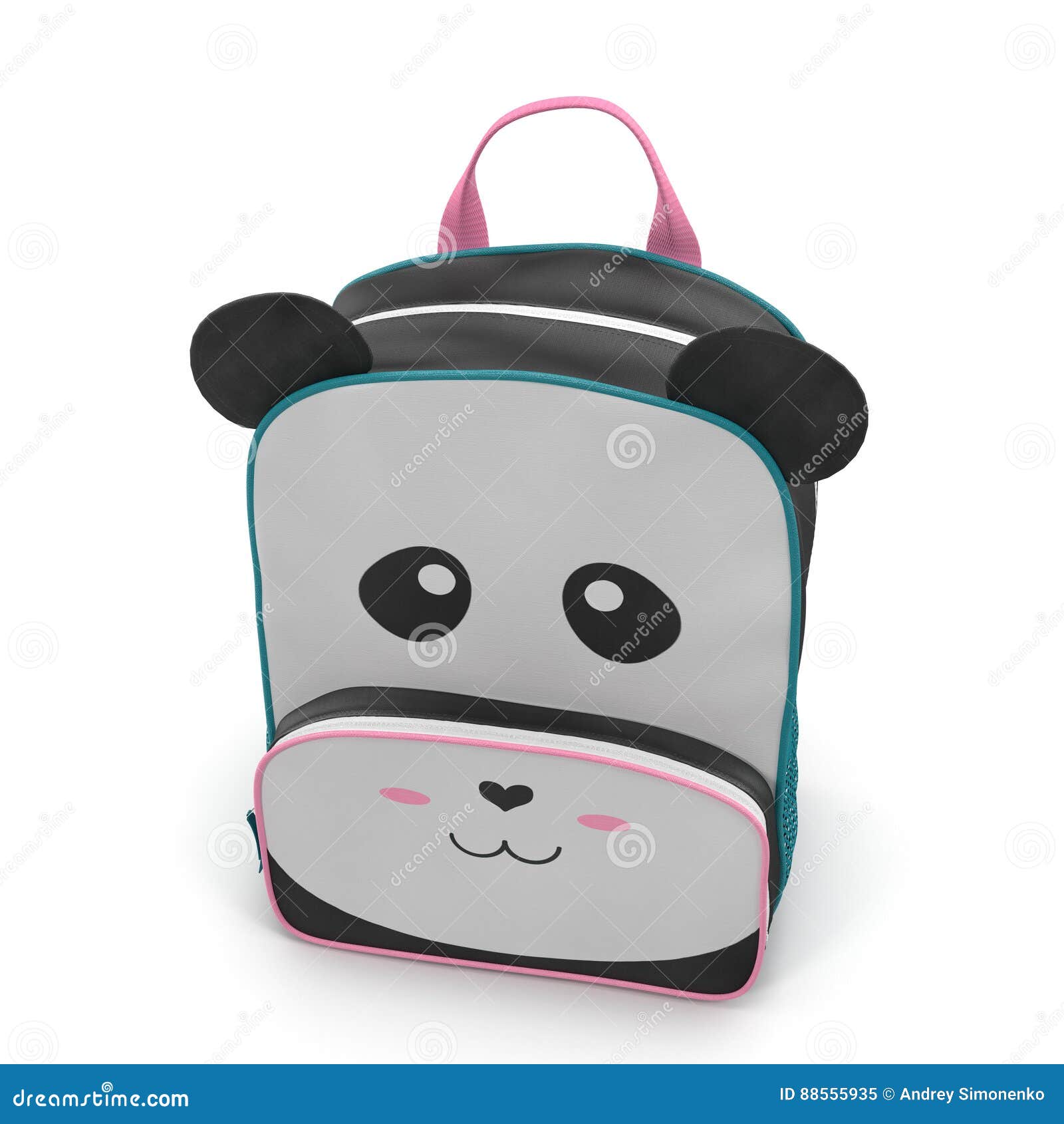 Muchachos Panda School Backpack En Un Blanco Ilustración 3D Stock de ...