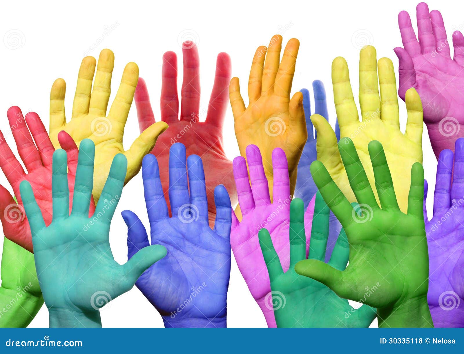 Muchas manos coloridas foto de archivo. Imagen de copia - 30335118
