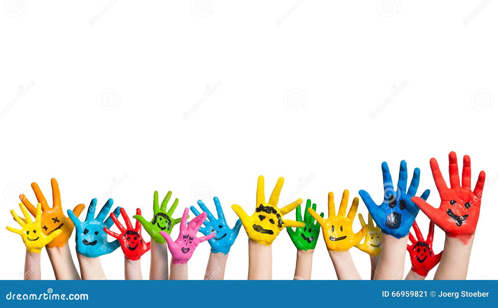 Muchas Manos Coloridas Con Smiley Imagen de archivo - Imagen de color ...