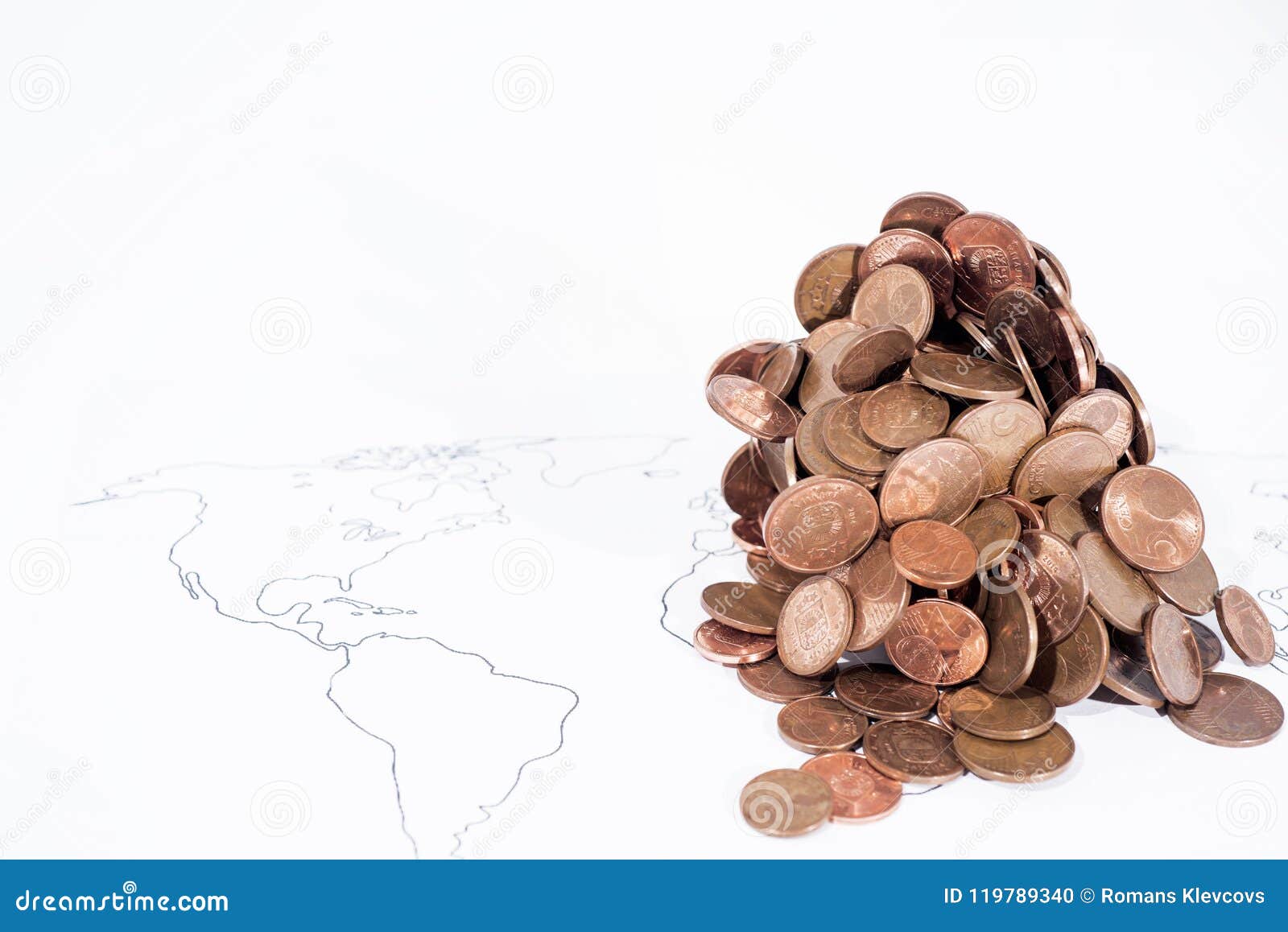 Muchas Monedas En Mapa Del Mundo Foto de archivo - Imagen de mercado ...