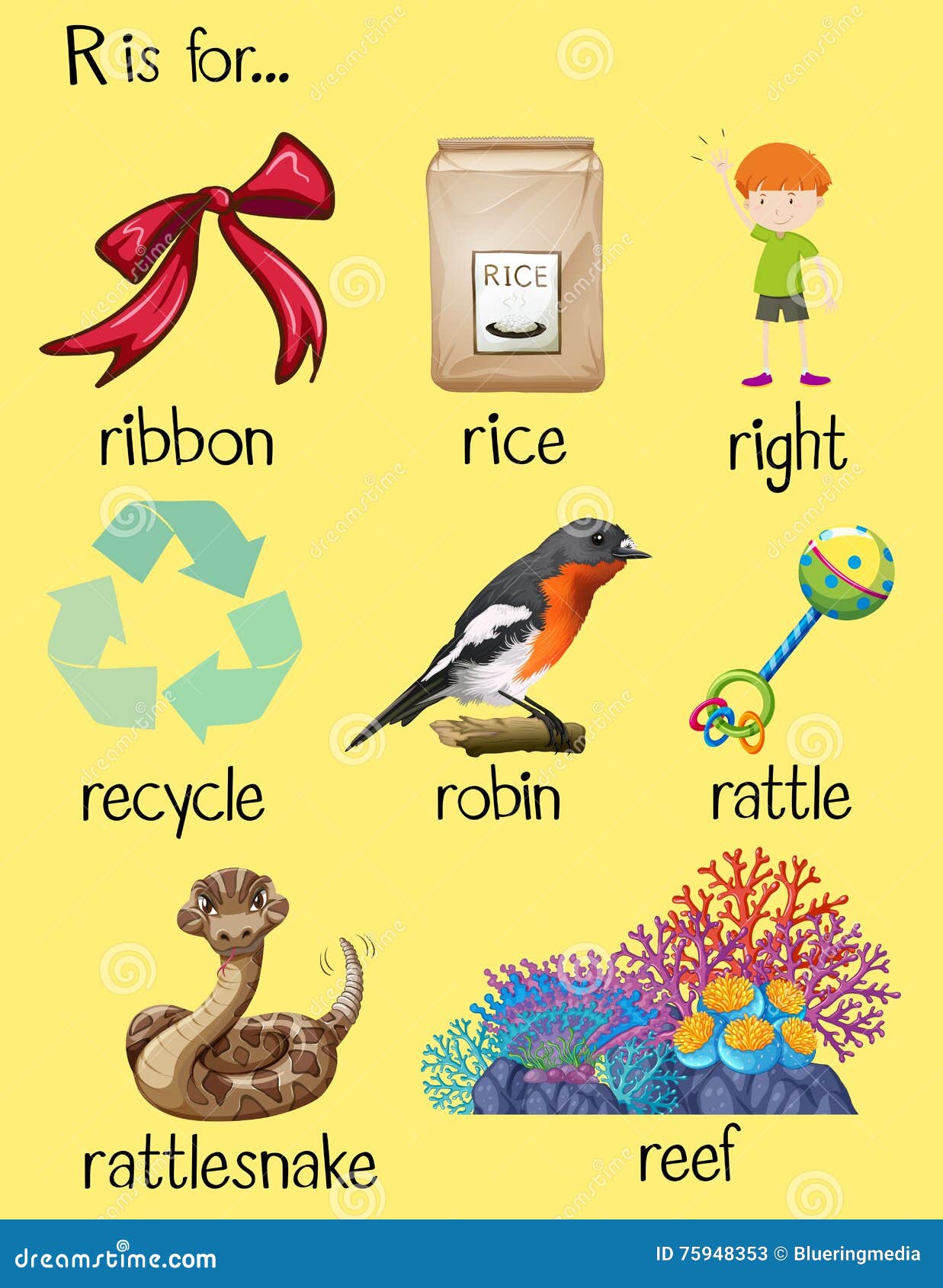 Muchas Palabras Comienzan Con La Letra R Ilustración del Vector ...