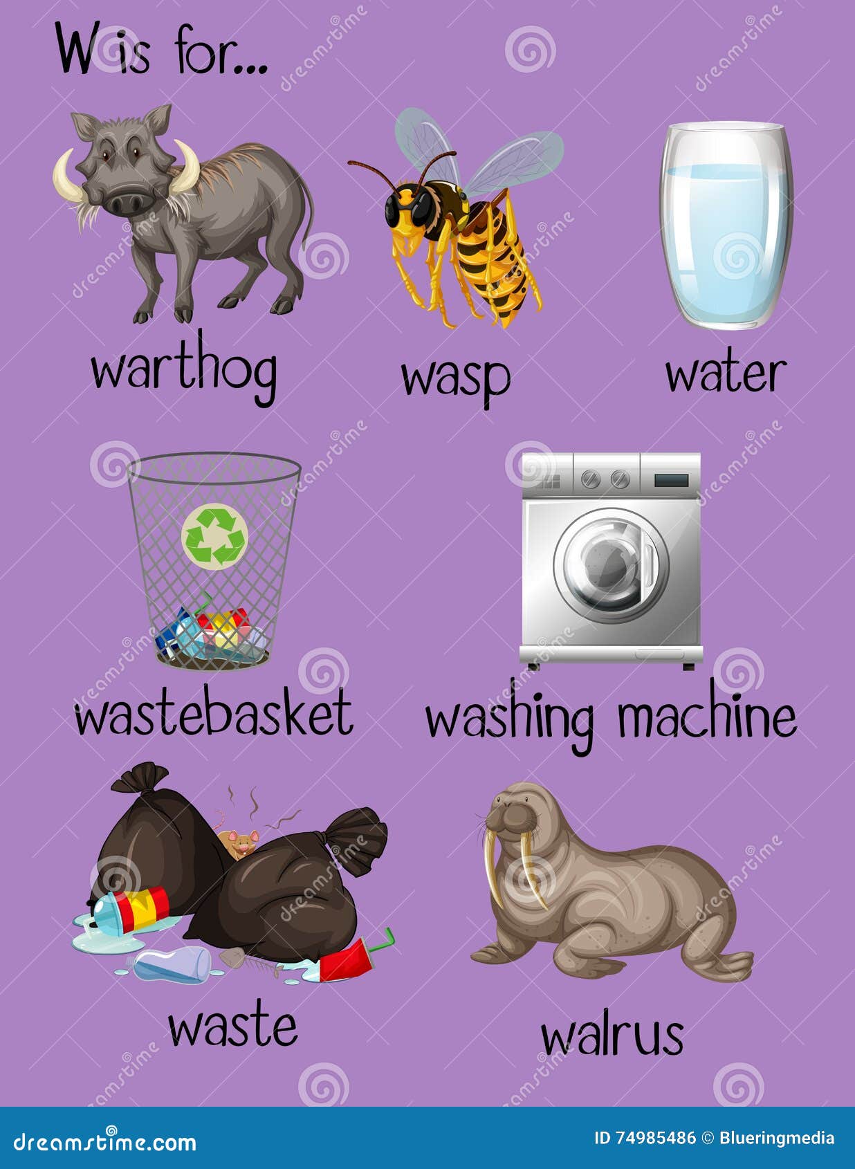 Muchas Palabras Comienzan Con La Letra W Ilustración del Vector ...