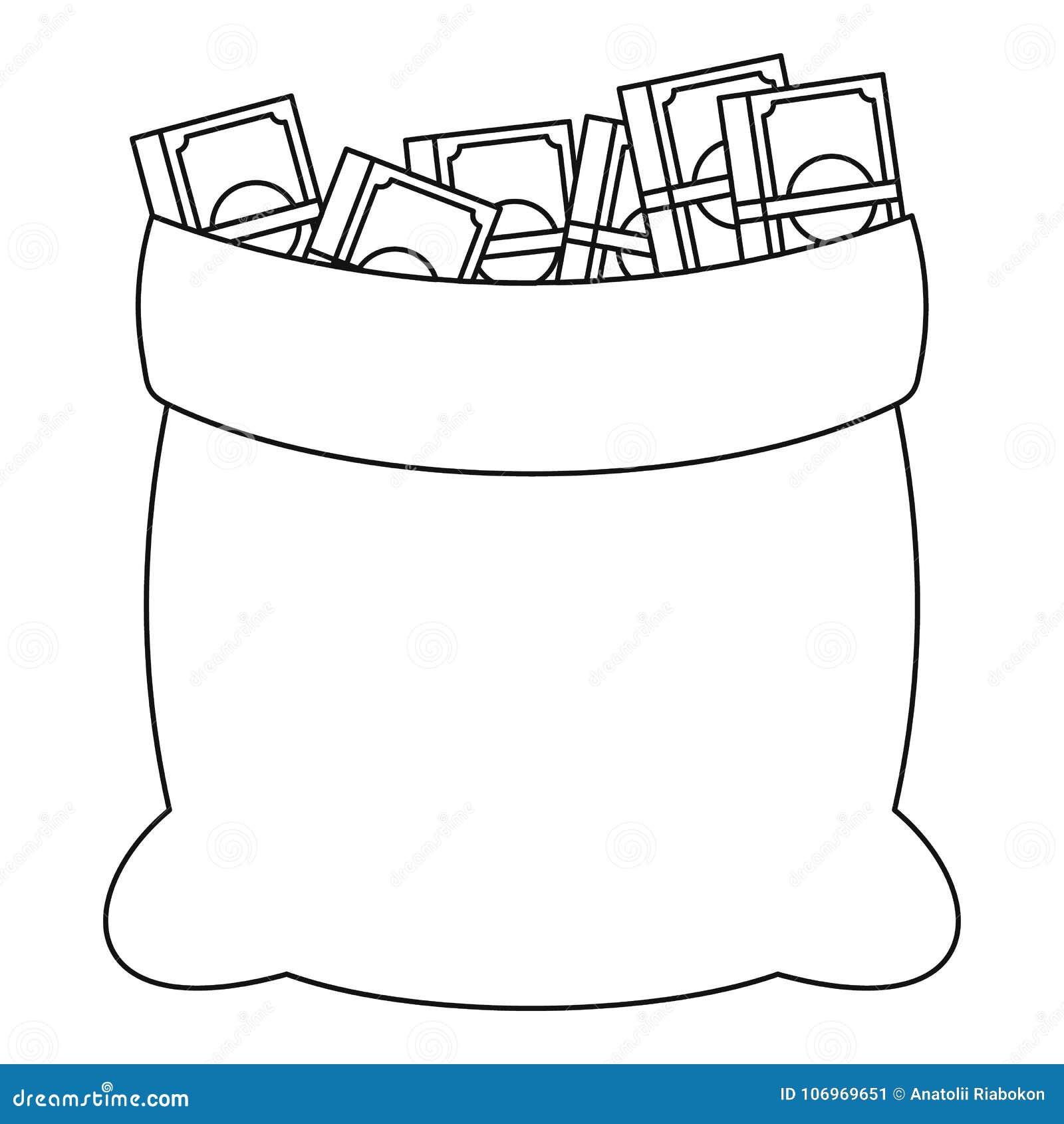 Mucho Icono Del Dinero, Estilo Del Esquema Ilustración del Vector ...