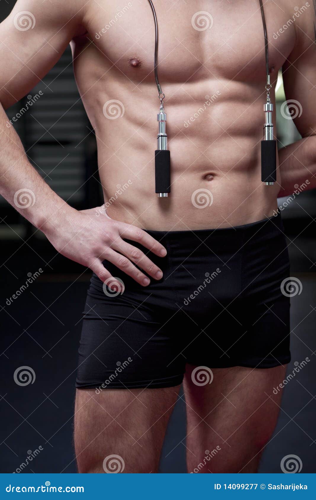 Mucle man with rope stock image. Image of muscular, nude - 14099277