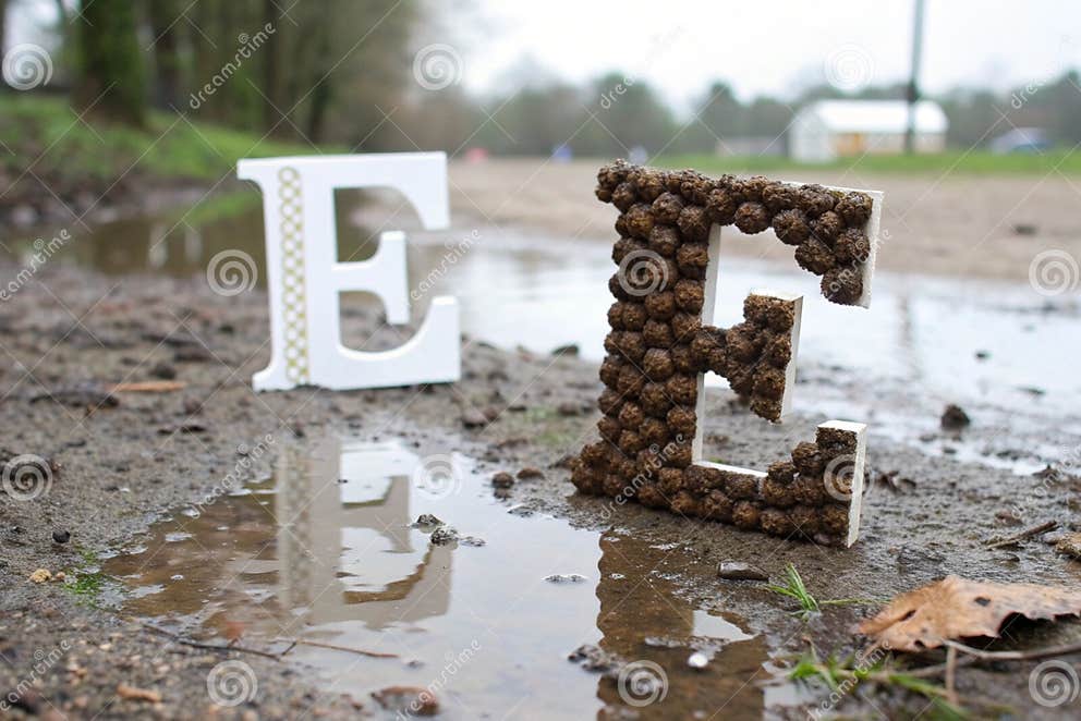 Mud Alphabet E with Paper-Cut Details Stock Illustration - Illustration ...