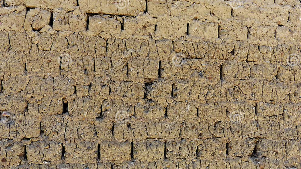 Mud Brick Old Wall Made with Clay and Straw Stock Photo - Image of ...