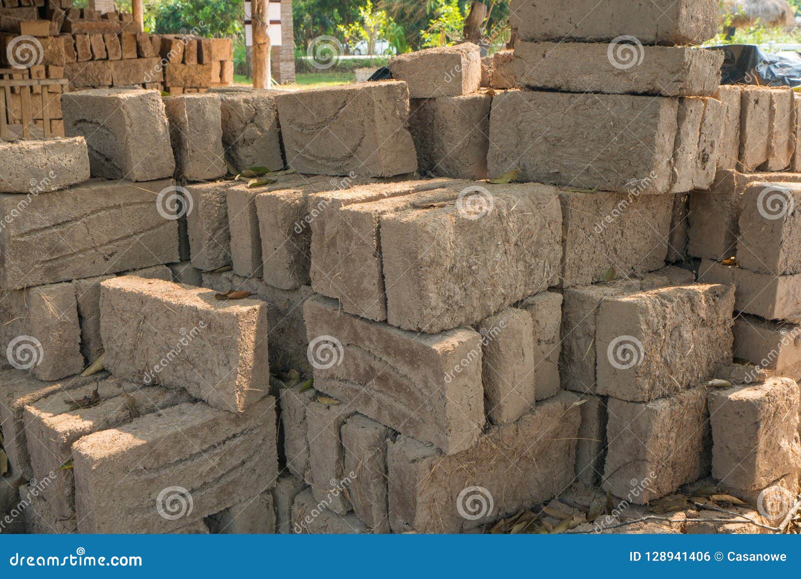 Mud Bricks or Clay Bricks for Building Clay House Stock Photo - Image ...