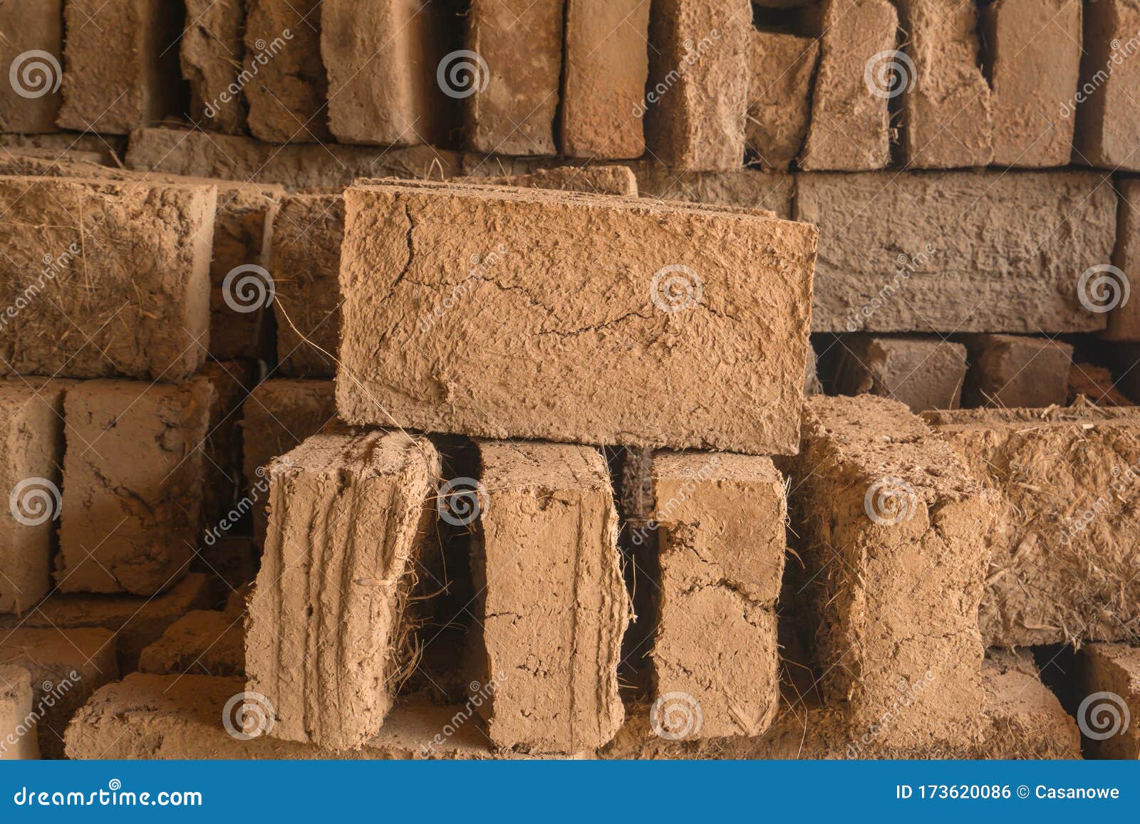 Mud Bricks or Clay Bricks for Building Clay House Stock Photo - Image ...